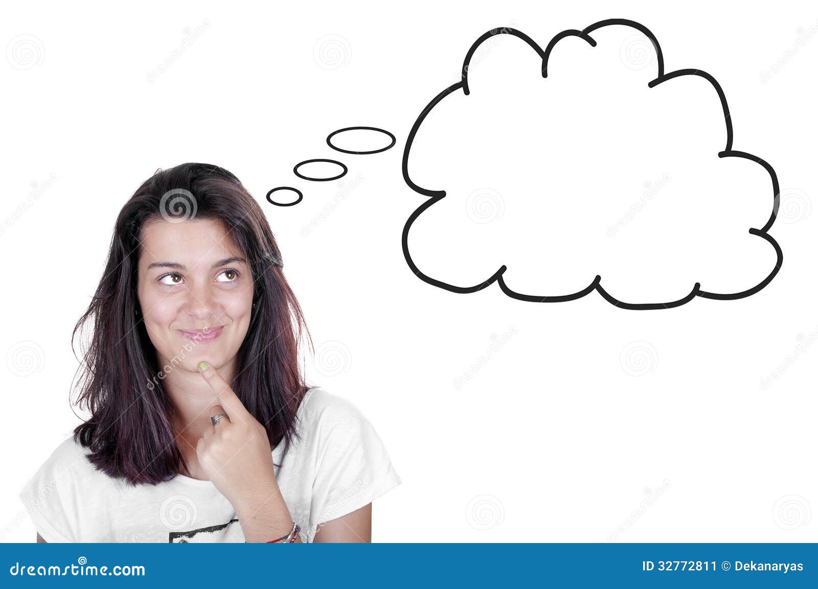 Teenage Girl Looking at Thought Bubble Stock Image - Image of jeans ...