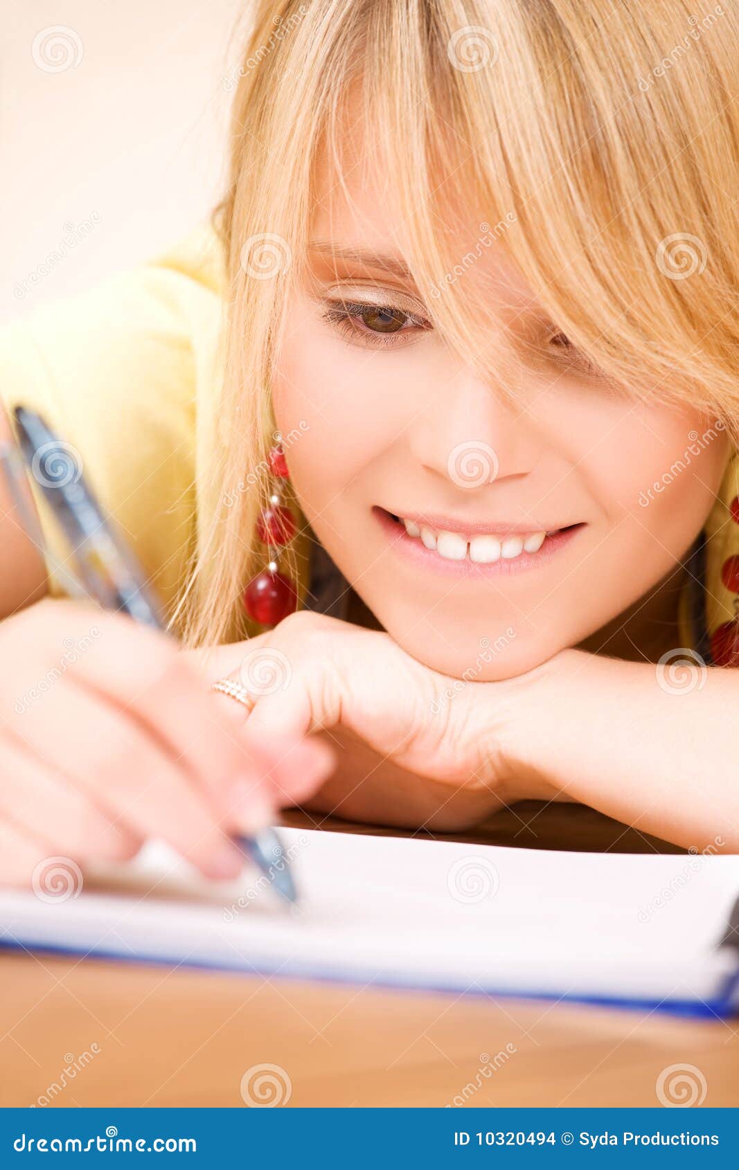 Teenage Girl with Notebook and Pen Stock Photo - Image of lifestyle ...