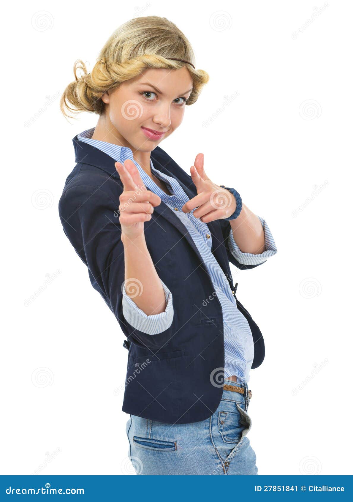 Teenage Girl Pointing in Camera Stock Image - Image of pretty, choosing ...