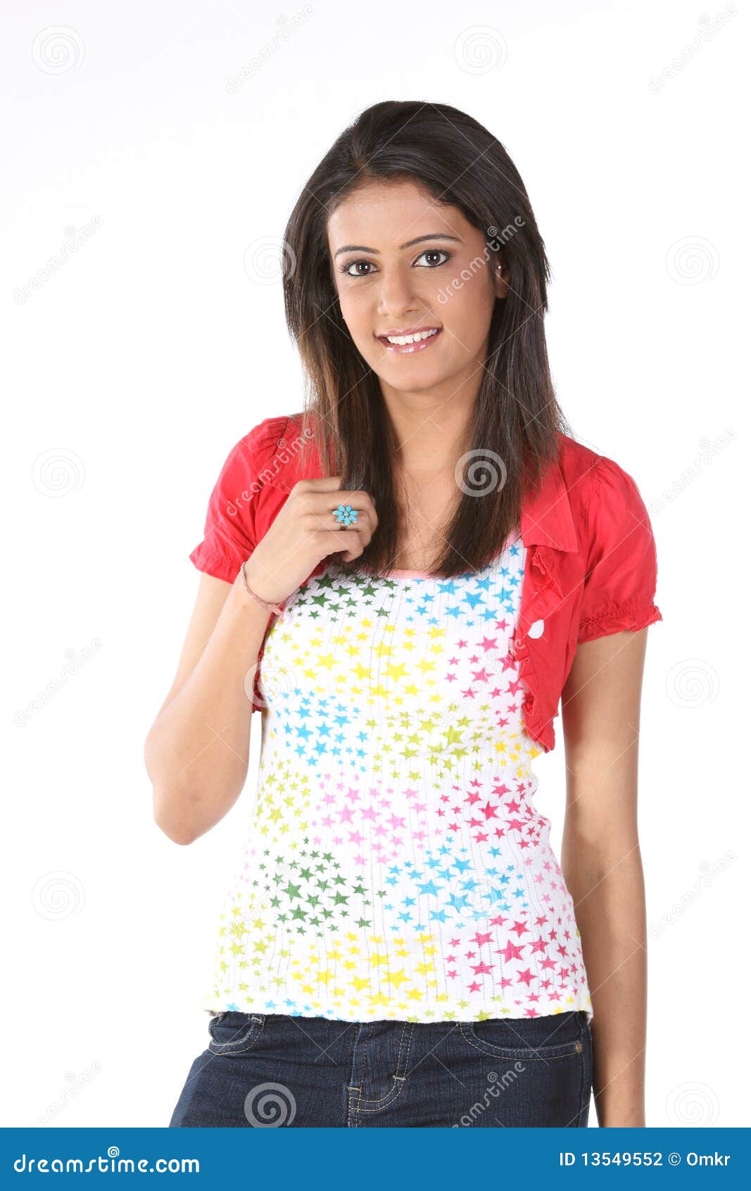 Teenage Girl with Red Jacket Stock Photo - Image of dress, jolly: 13549552