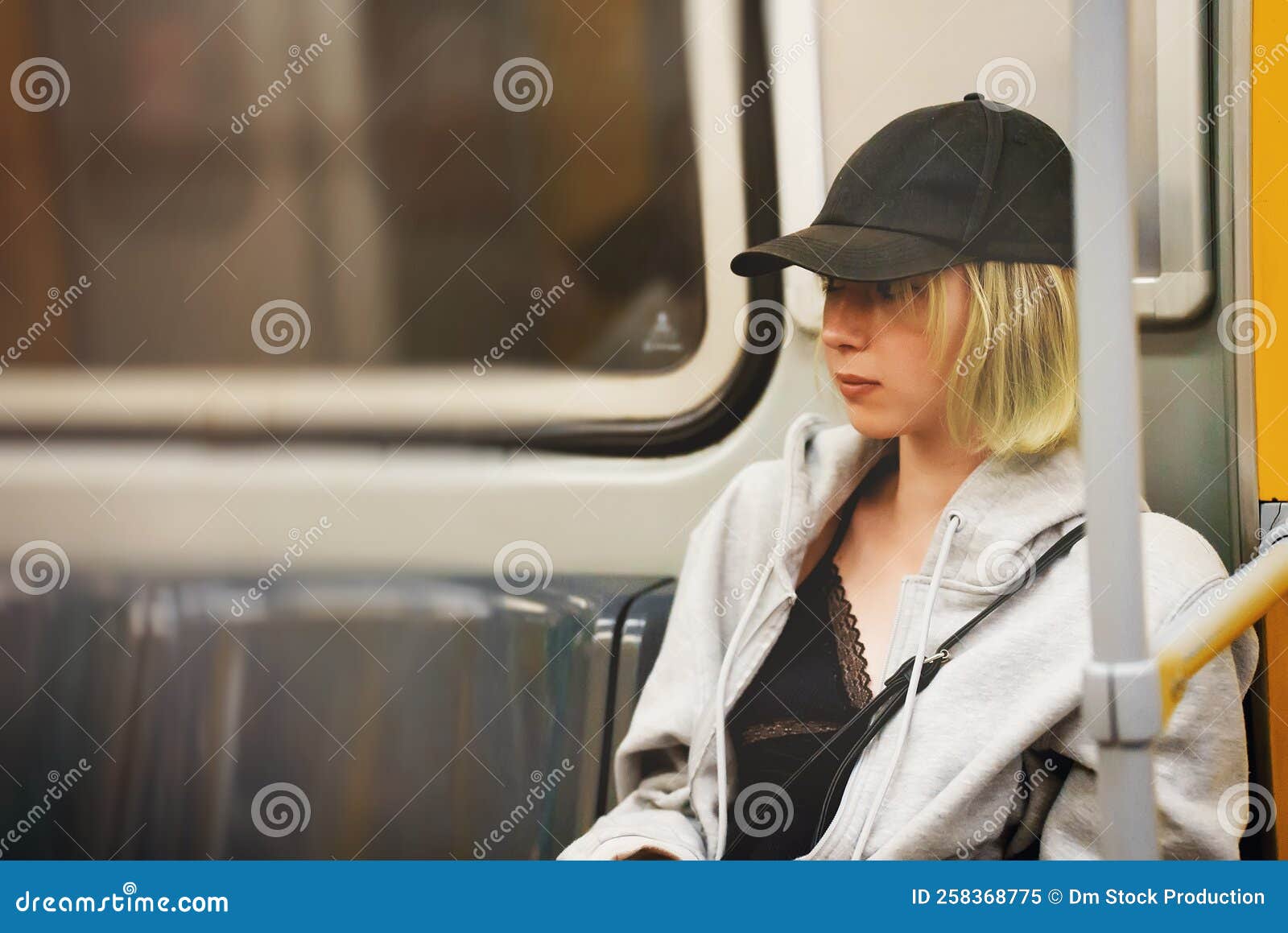 Teenage Girl Rides In Train Stock Image Image Of Metropolitan Metro 258368775