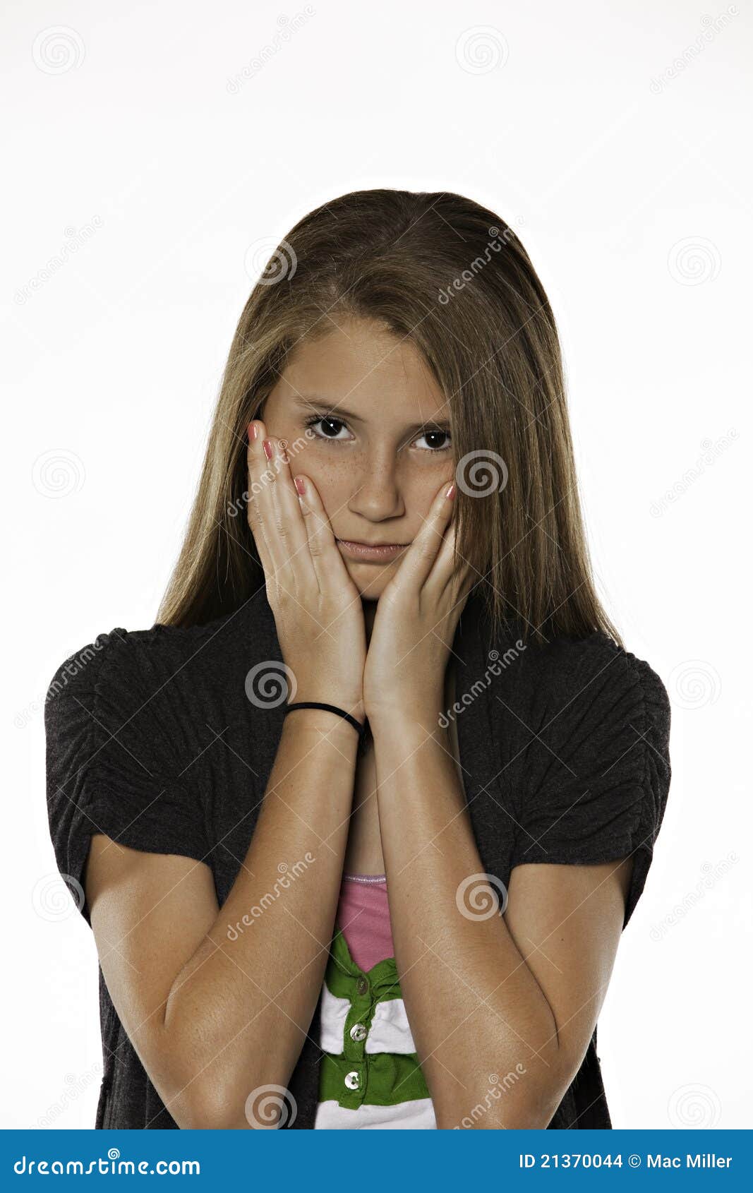 Teenage Girl Showing Concern Stock Images - Image: 21370044