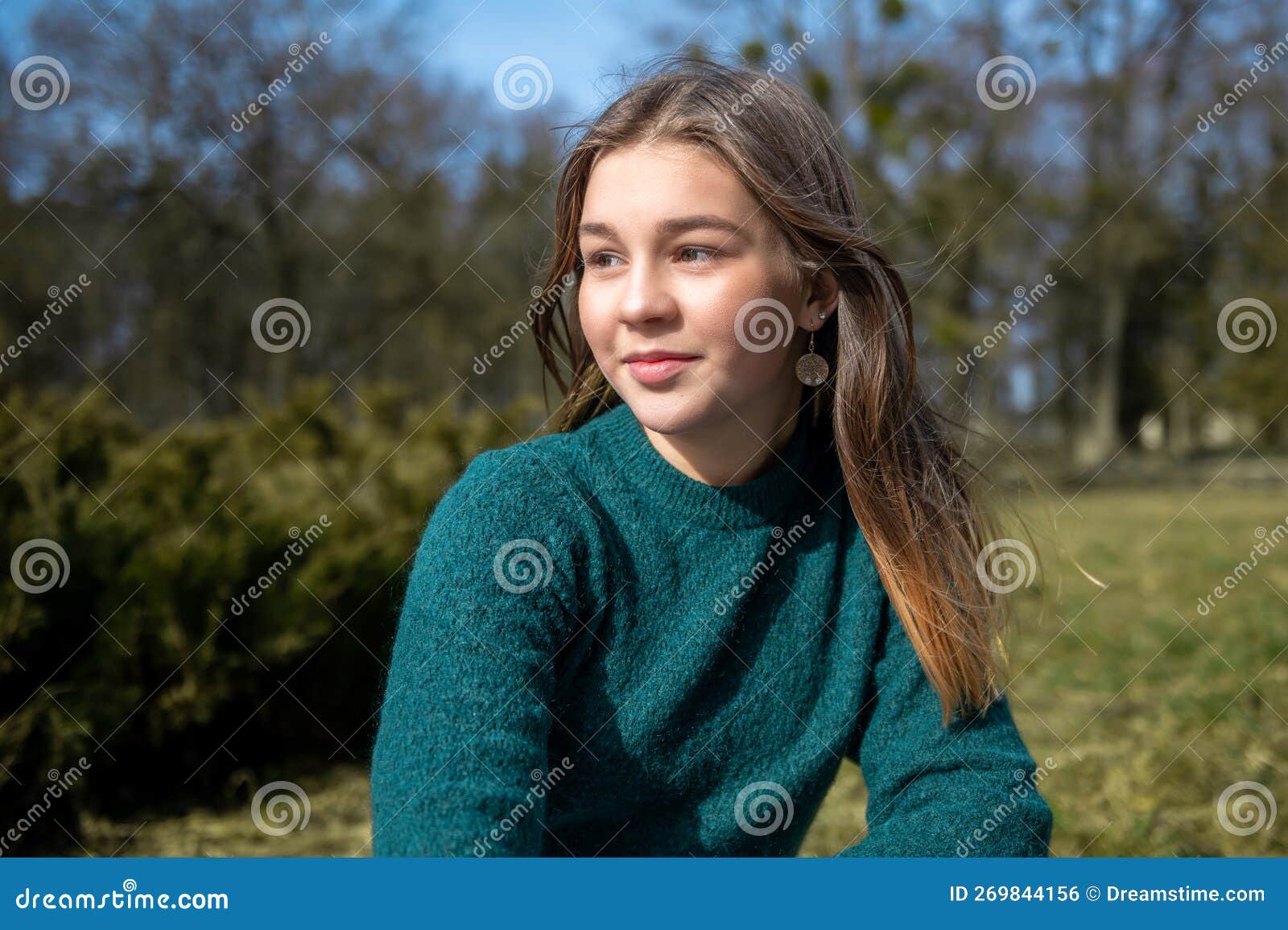 Teenage Girl in Spring Park. Portrait of Beautiful Teenage Caucasian ... Teenage Girl in Spring Park. Portrait of Beautiful Teenage Caucasian ...