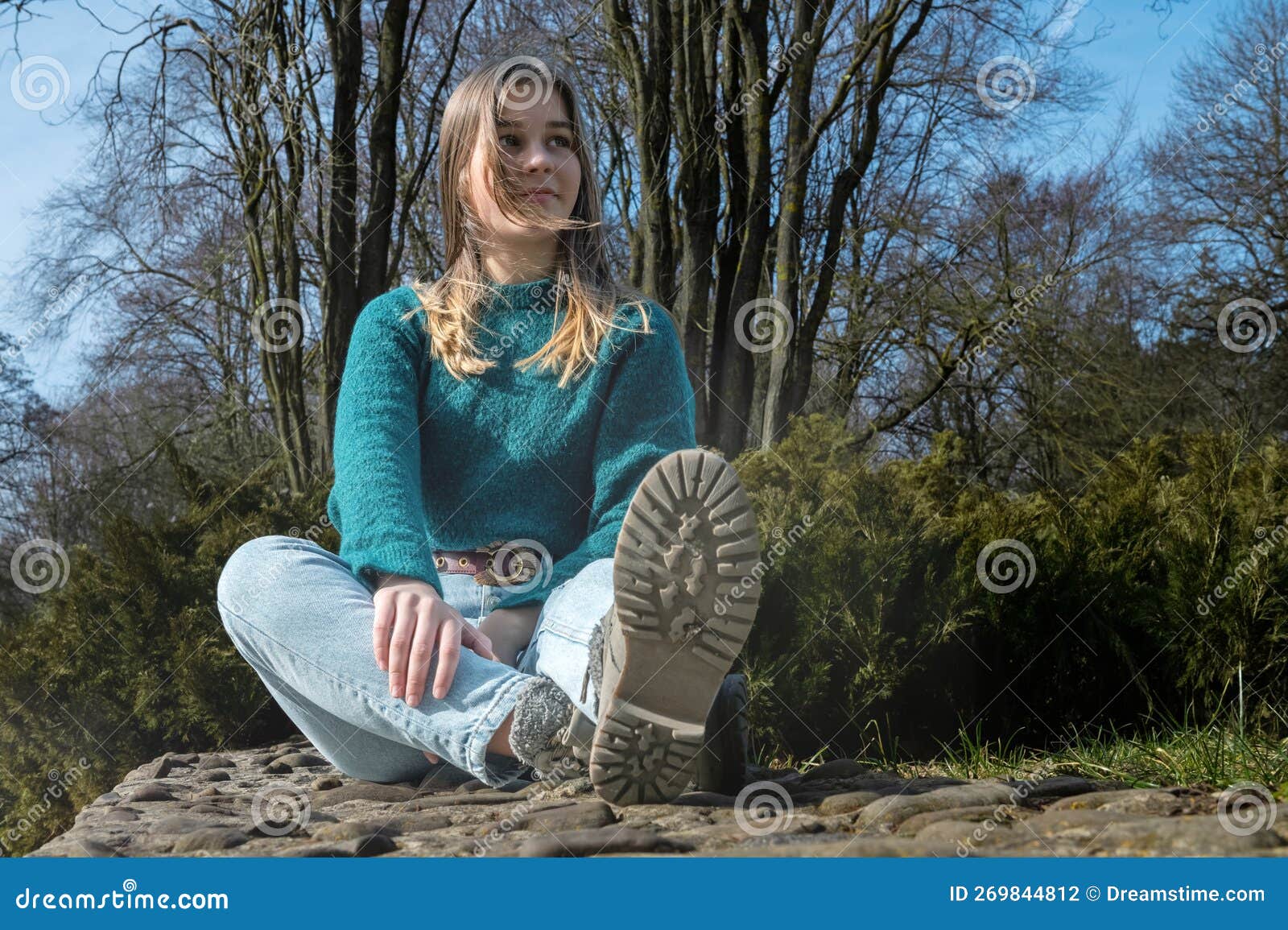 Teenage Girl in Spring Park. Portrait of Beautiful Teenage Caucasian ... Teenage Girl in Spring Park. Portrait of Beautiful Teenage Caucasian ...