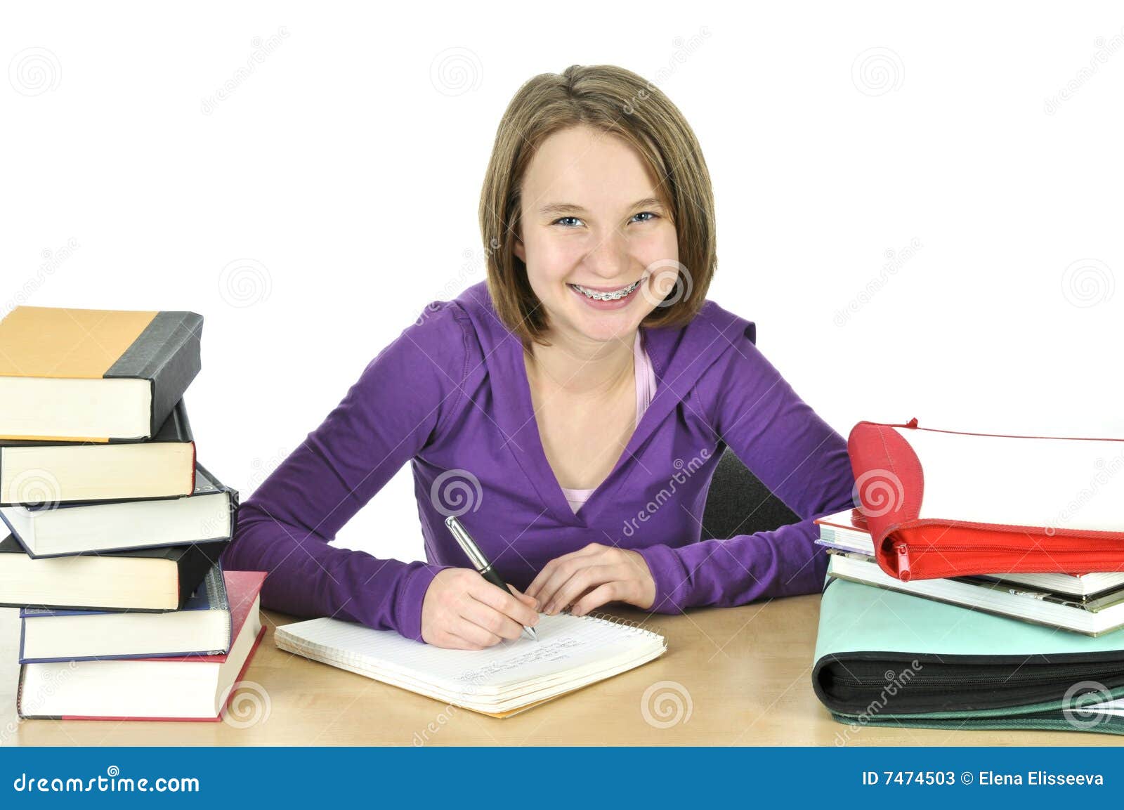 Teenage girl studying stock image. Image of schoolgirl - 7474503