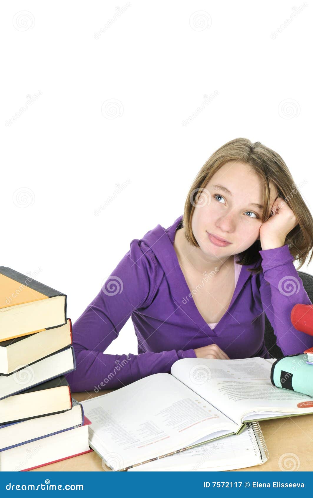 Teenage girl studying stock image. Image of learning, homework - 7572117