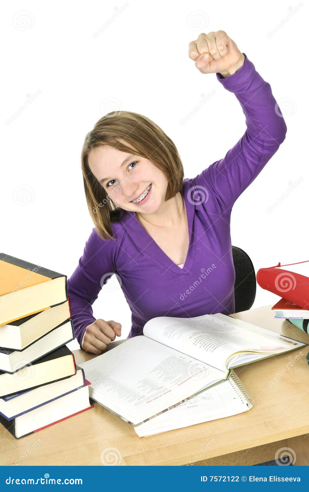 Teenage girl studying stock photo. Image of schoolgirl - 7572122