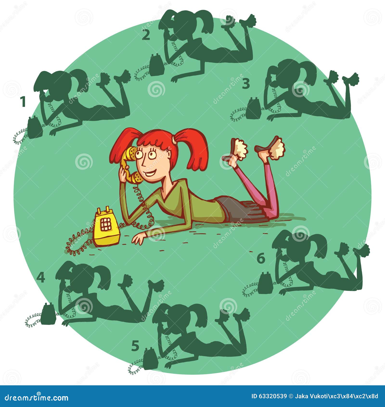 Teenage Girl Telephone Shadow Visual Game. Solution No.5. Cartoon ...