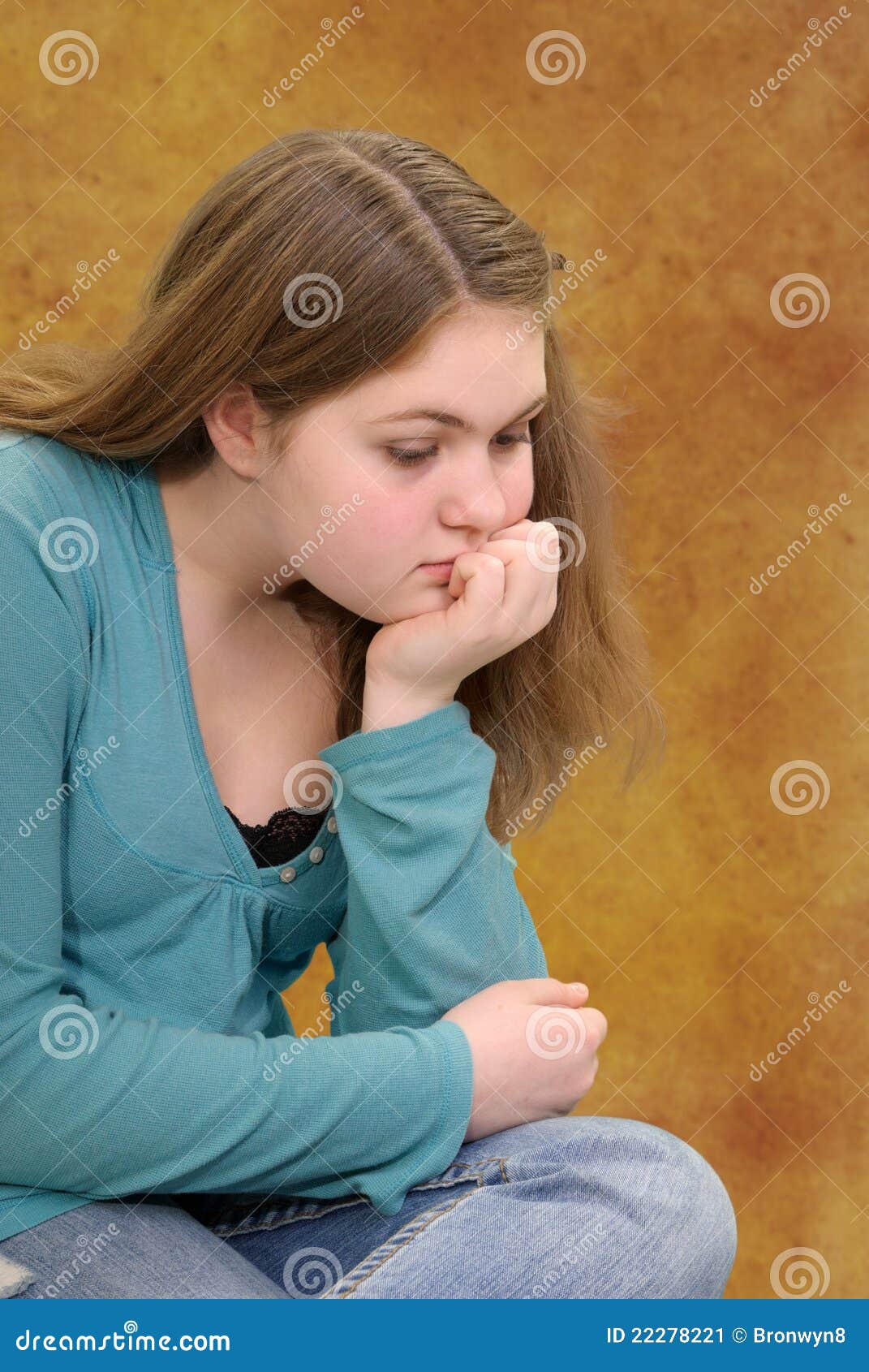 Teenage Girl Thinking stock image. Image of worried, sitting - 22278221