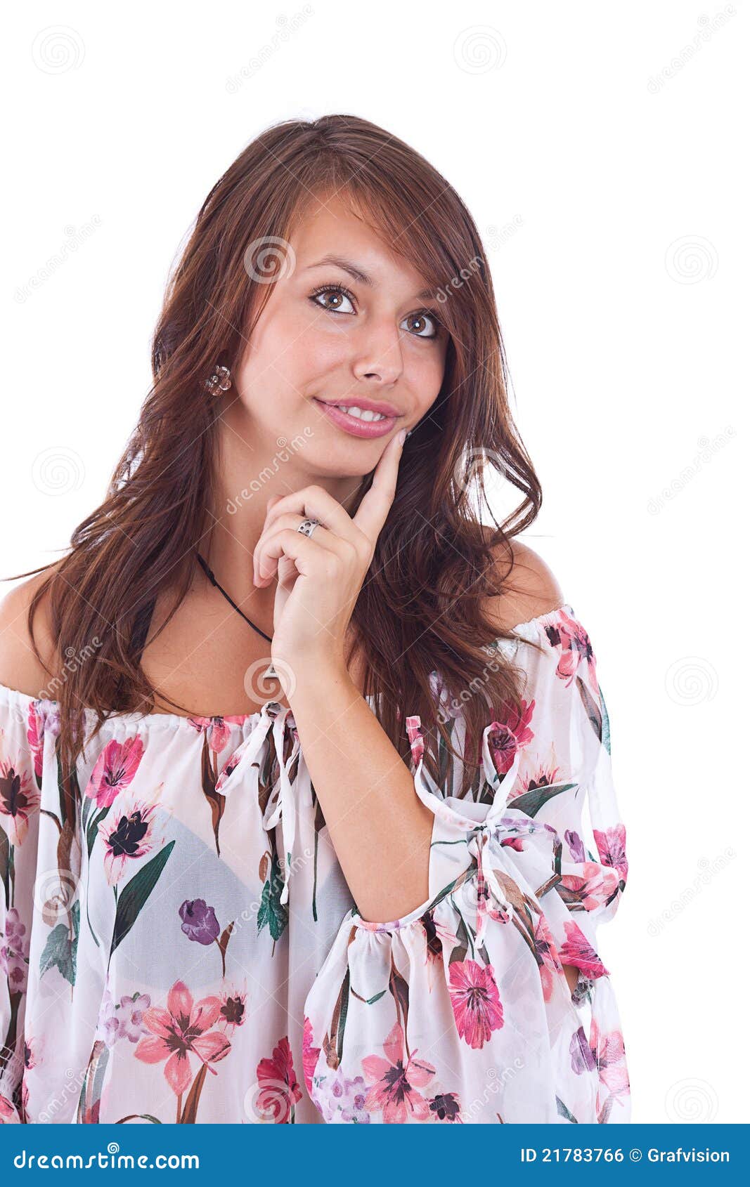 Teenage Girl is Thinking and Looking Up Stock Photo - Image of model ...