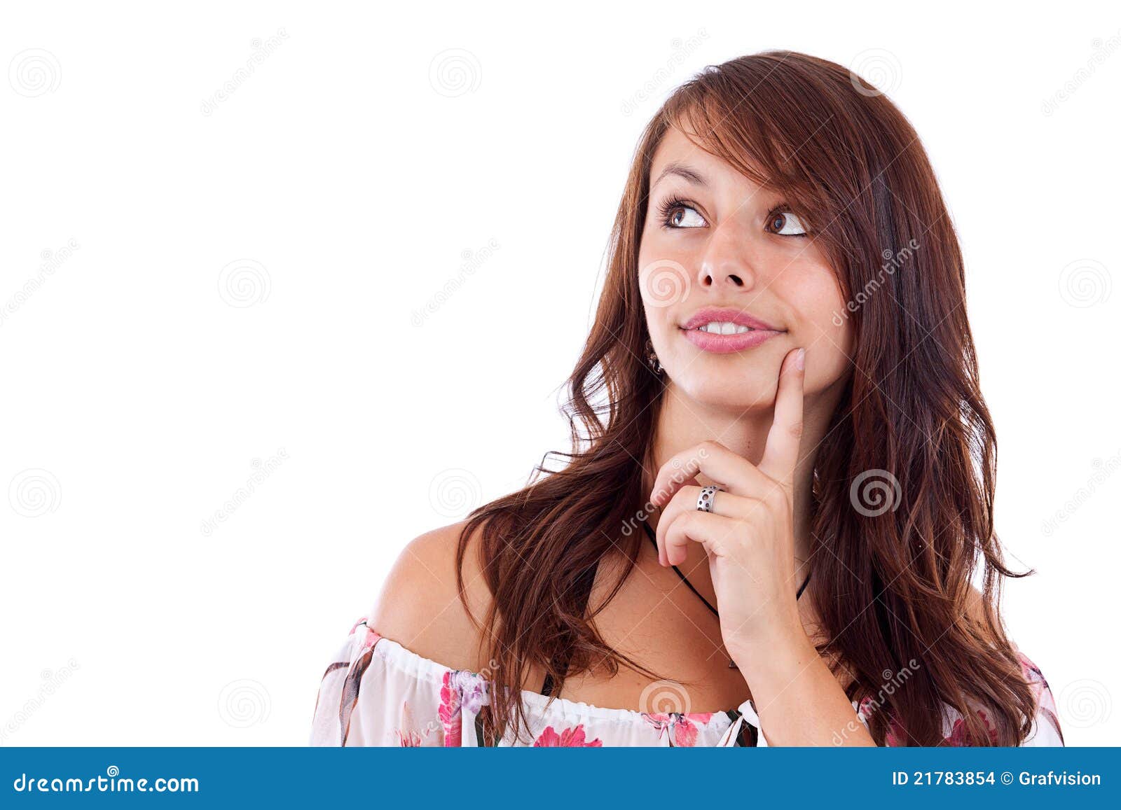Teenage Girl is Thinking and Looking Up Stock Photo - Image of ...