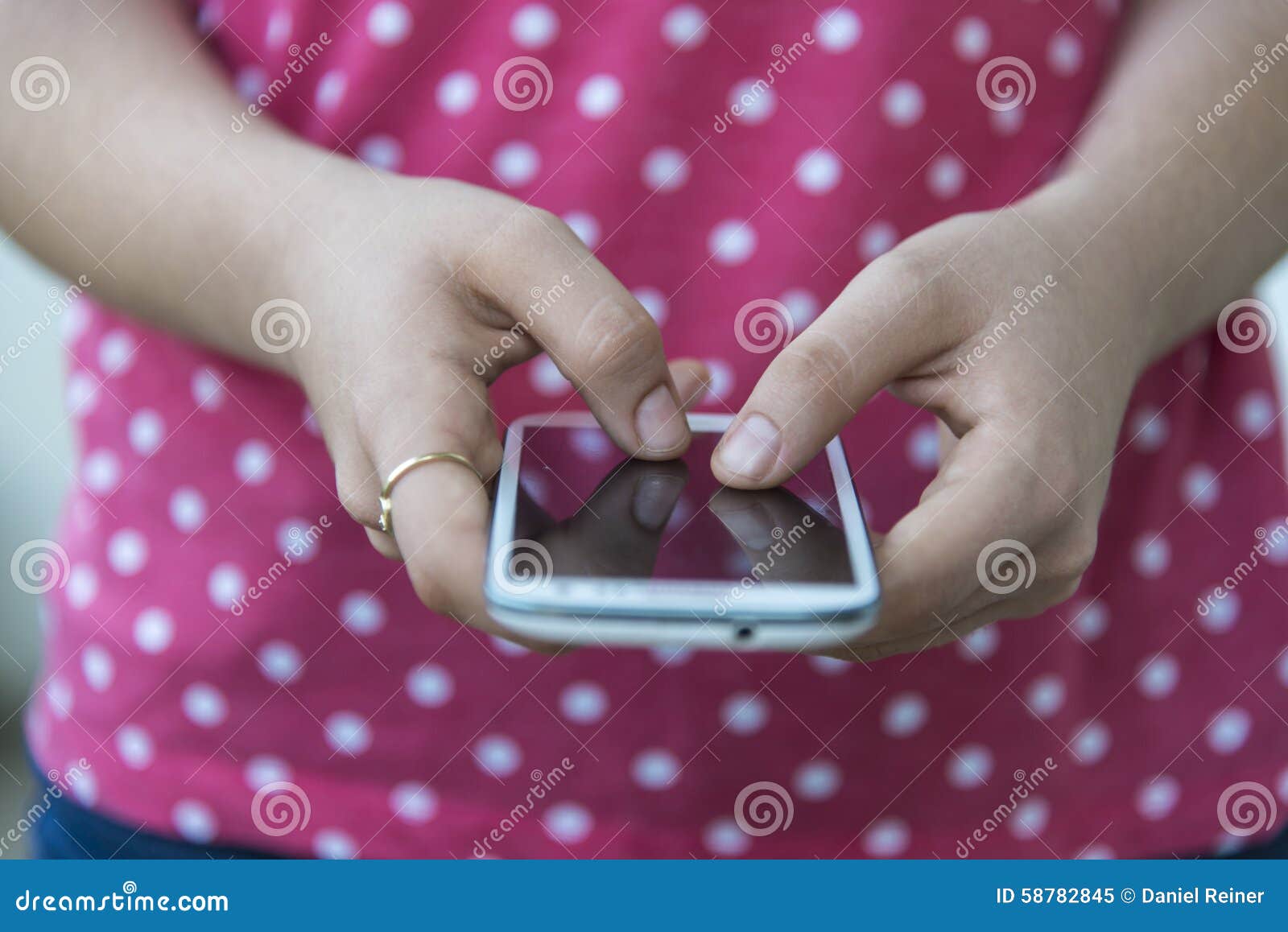 Teenage Girl Using Mobile Smart Phone Stock Image - Image of reading ...