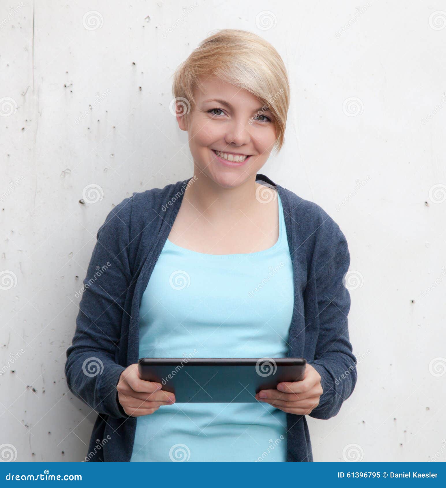 Teenage Girl Using Tablet Device Stock Image - Image of positive, girl ...