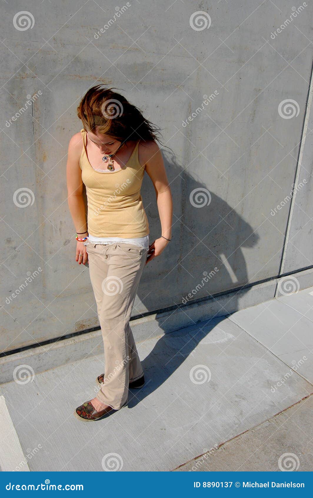 Teenage Girl Walking with Shadow Stock Image - Image of bohemian, girl ...