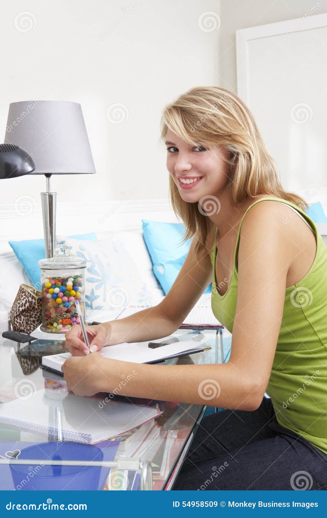 Teenage Girl Writing in Diary Stock Image - Image of teen, pretty: 54958509
