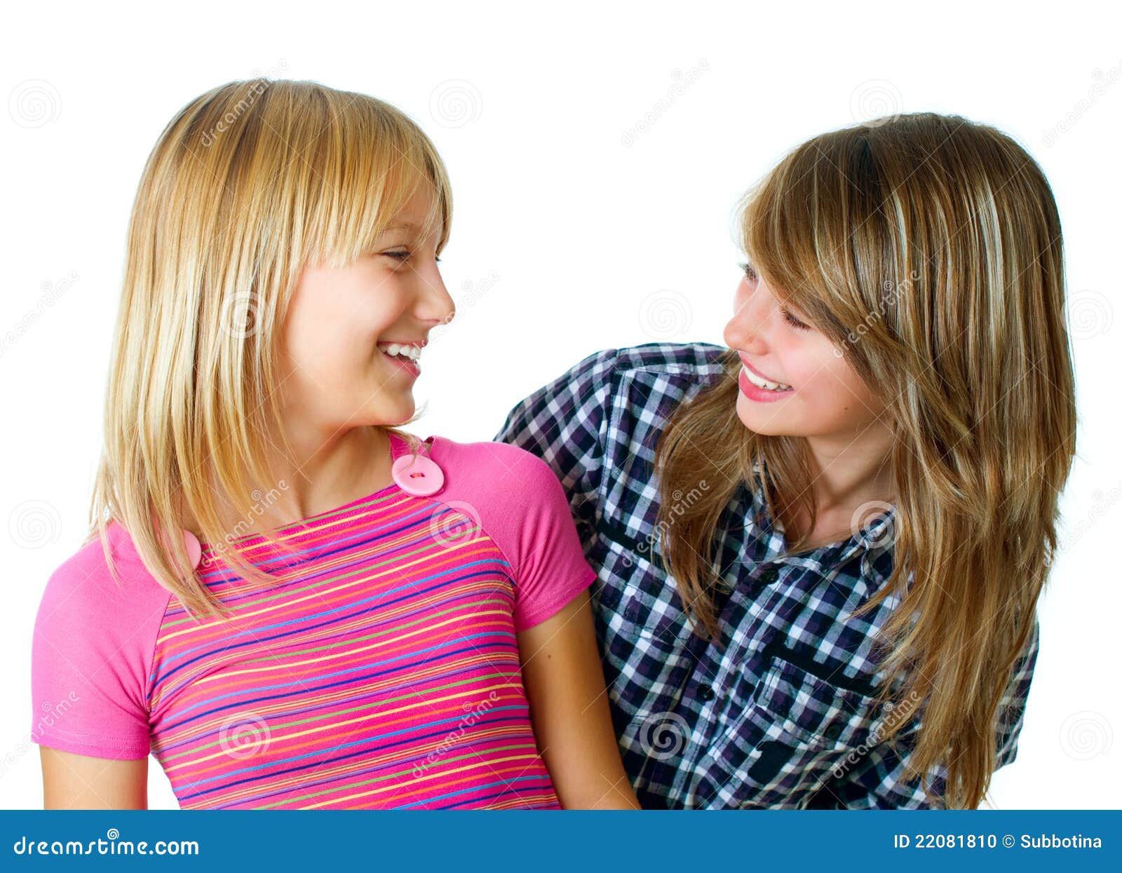 Two Teenage Girls - Sitting Smiling Friends Stock Photo | CartoonDealer ...