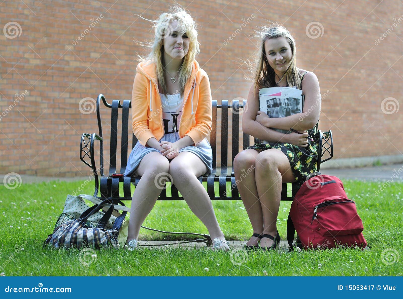 Teenage Girls Sitting in Front Stock Image - Image of people, meeting ...