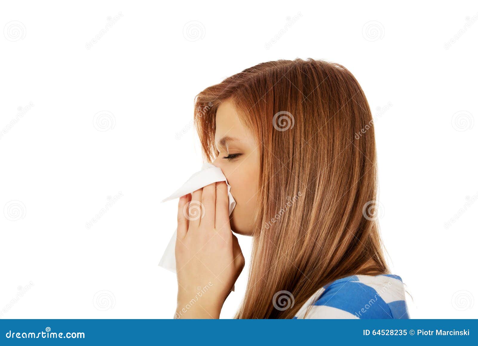 Teenage Ill Woman Using a Tissue Stock Image - Image of health ...