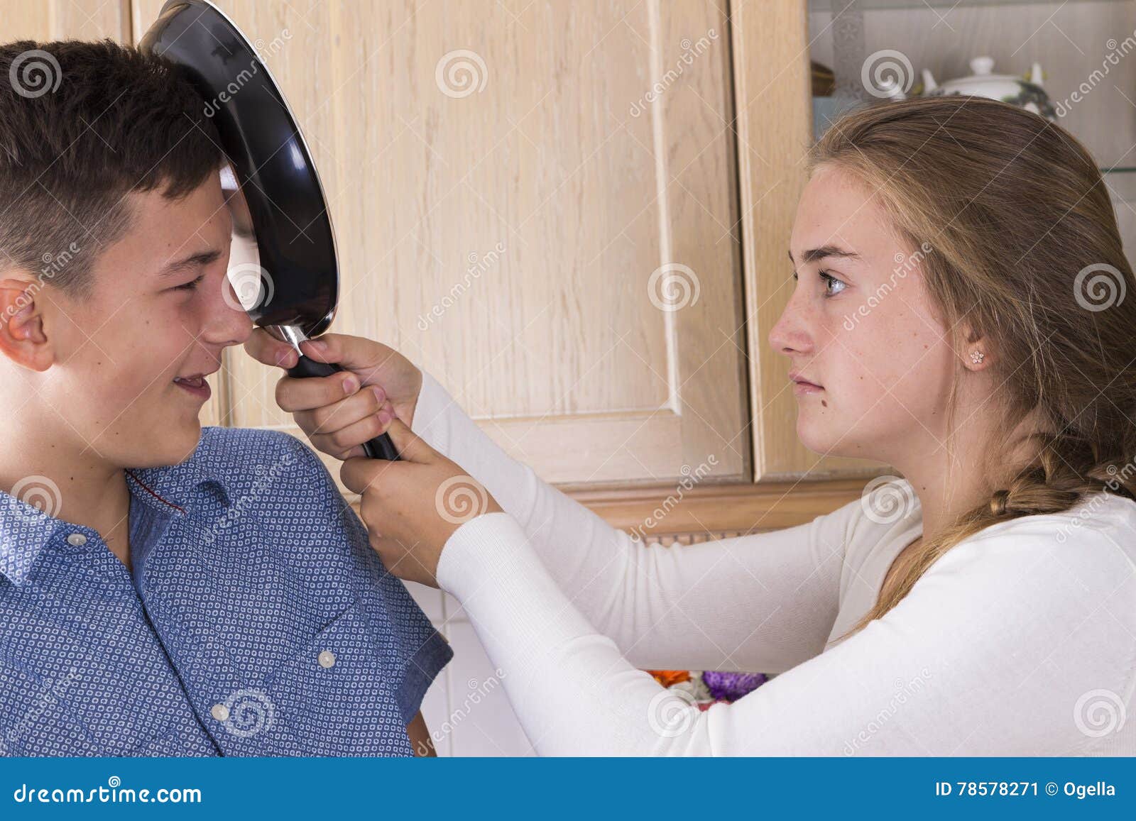 Teenage Siblings Having Fight Kitchen Stock Photos - Free & Royalty ...