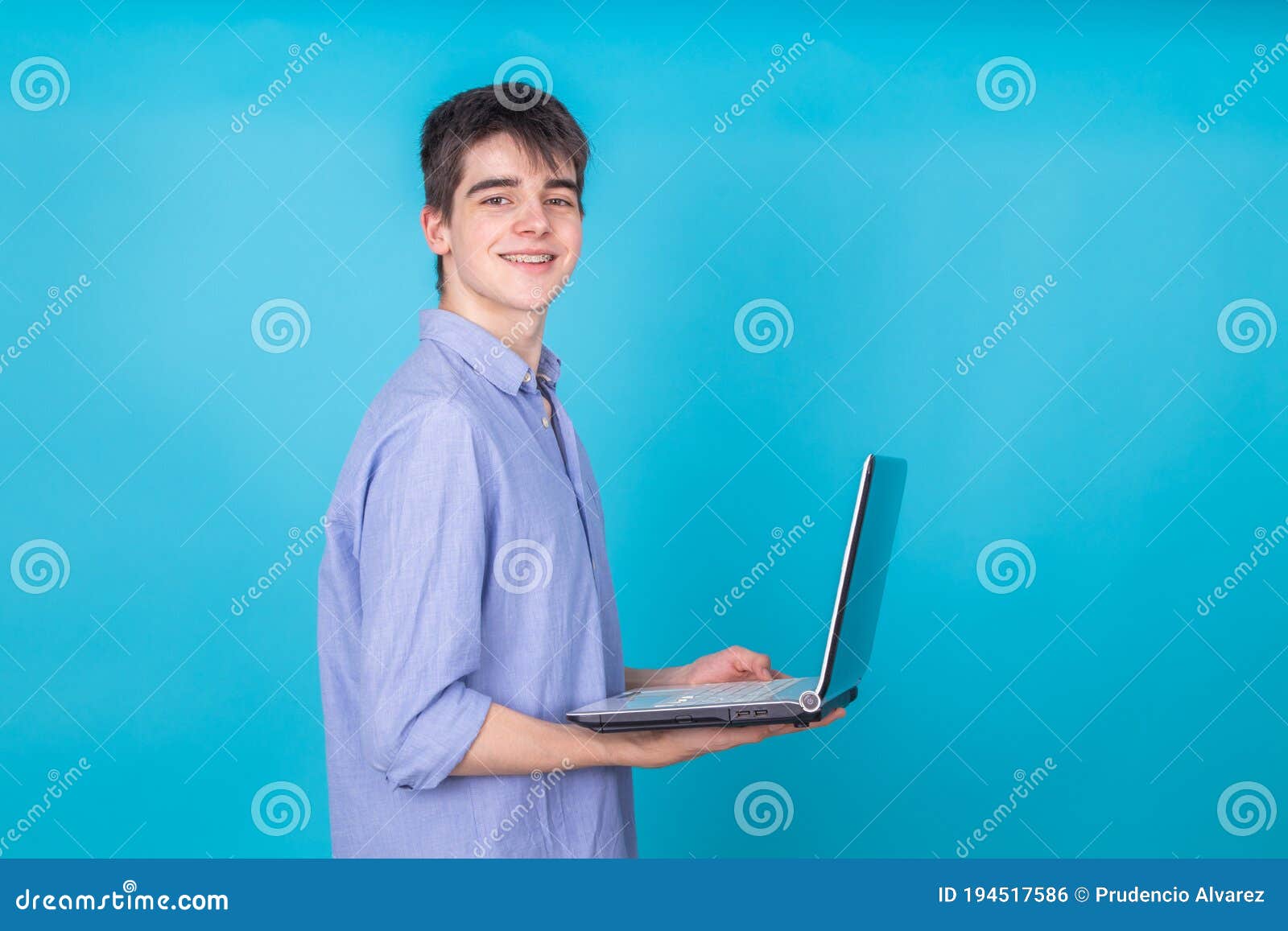 Student with Computer Isolated Stock Photo - Image of education, smile ...