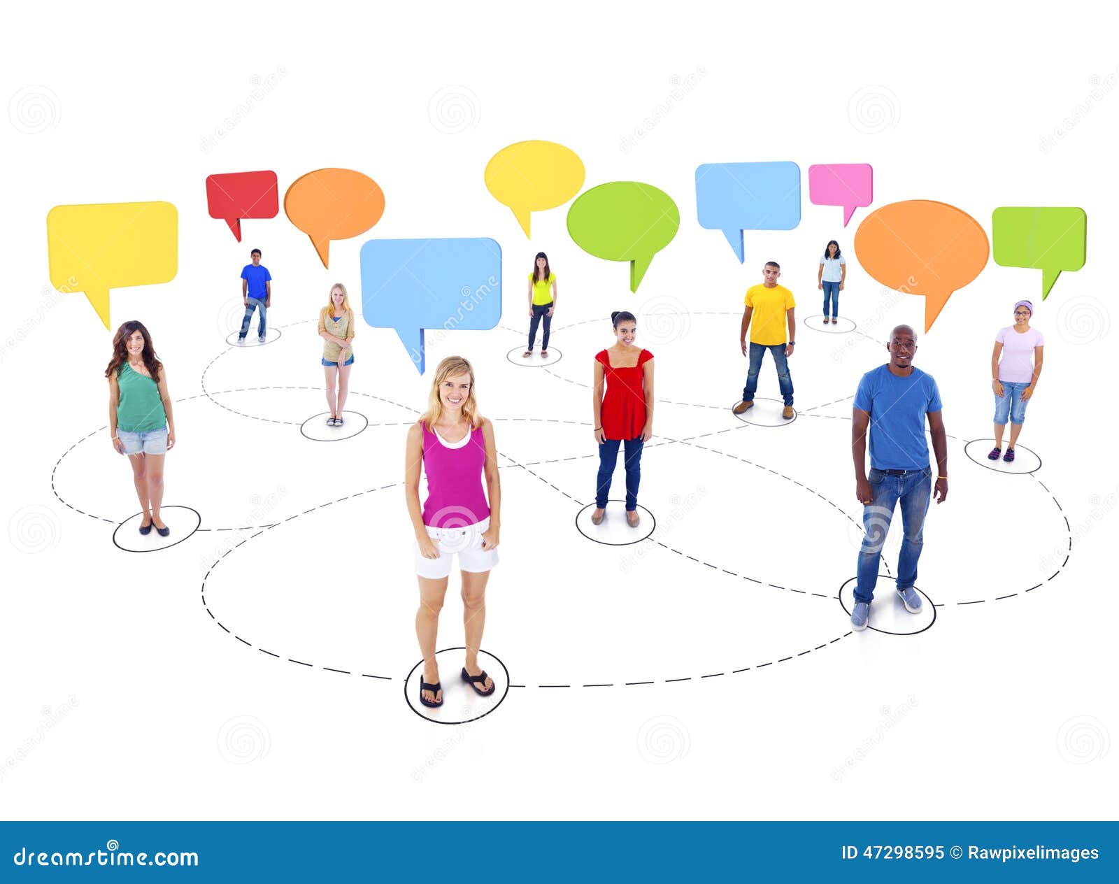 Teenage Student Connection and Colourful Speech Bubbles Stock Image ...
