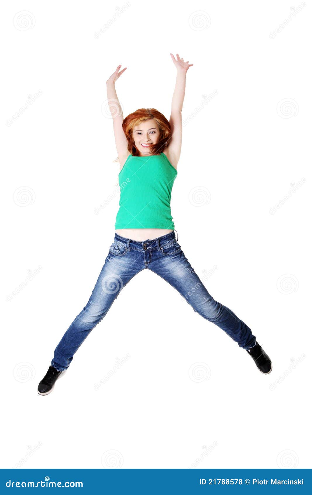 Teenage student jumping. stock photo. Image of beautiful - 21788578