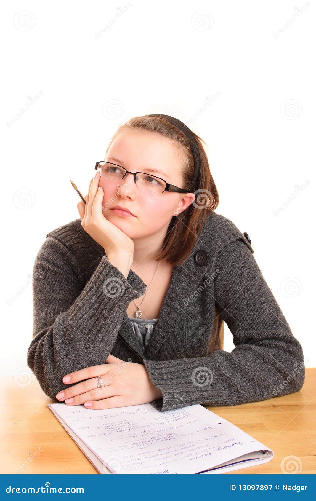 Teenage student thinking stock image. Image of white - 13097897