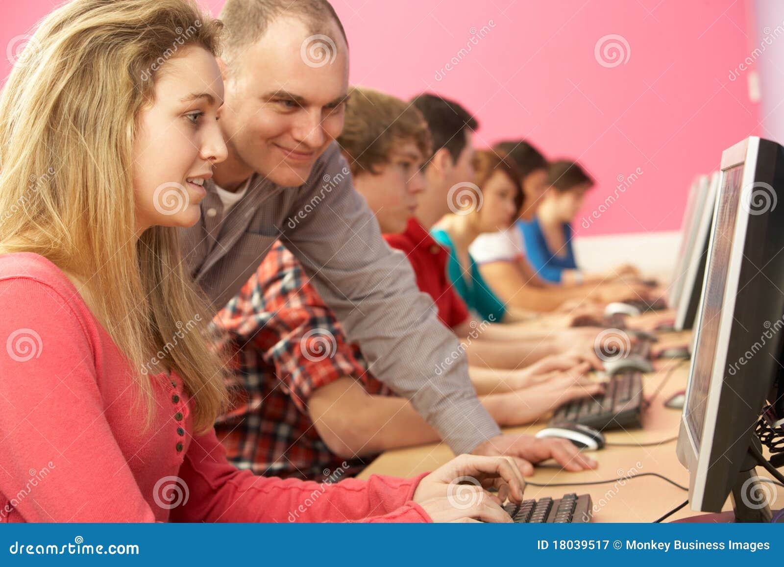 Teenage Students in it Class Using Computers Stock Image - Image of ...