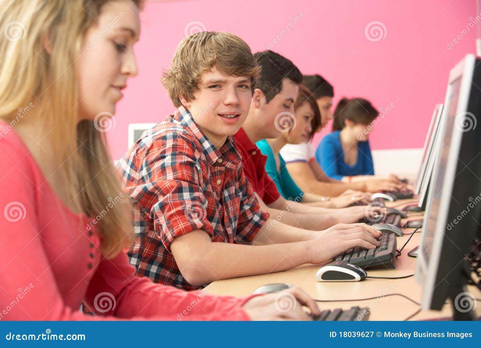 Teenage Students in it Class Using Computers Stock Image - Image of ...