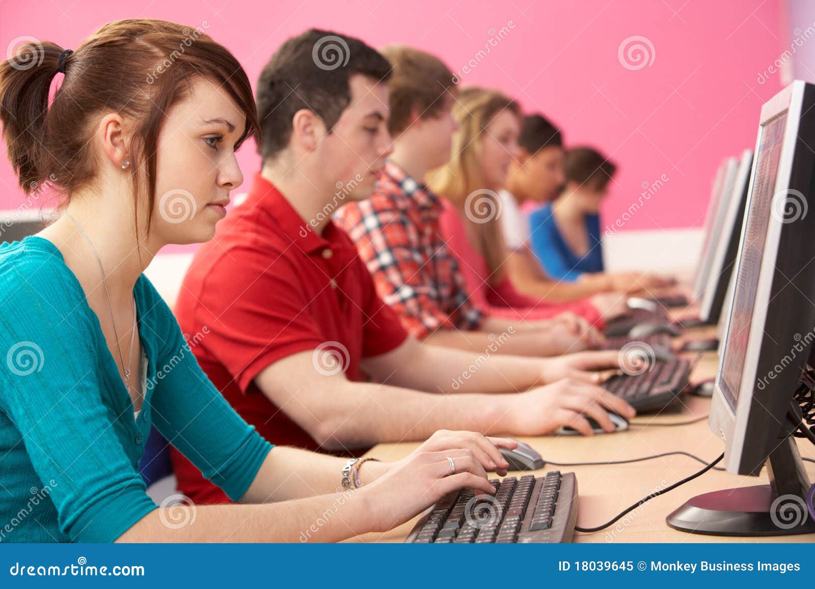 Teenage Students in it Class Using Computers Stock Image - Image of ...