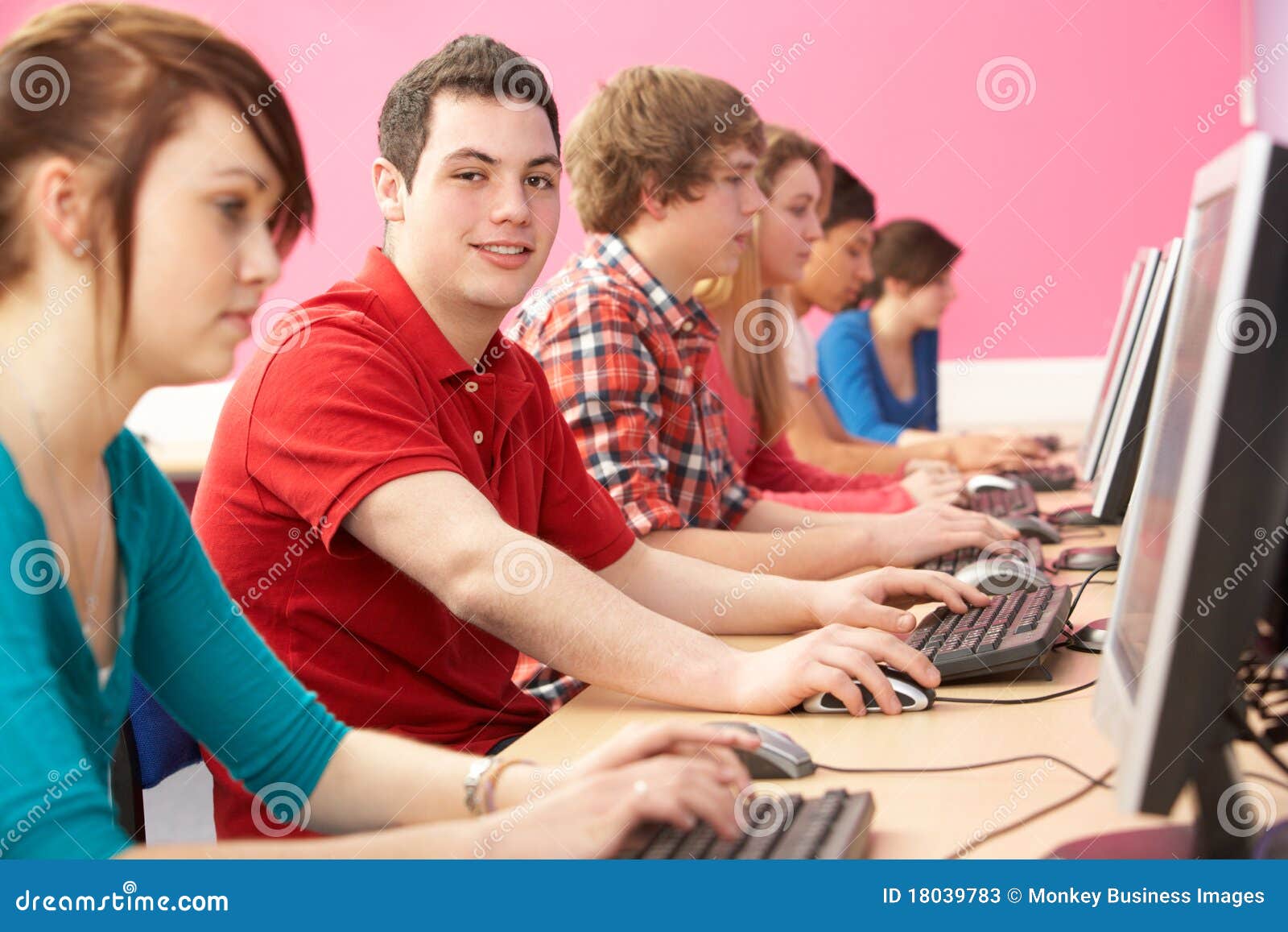Teenage Students in it Class Using Computers Stock Image - Image of ...
