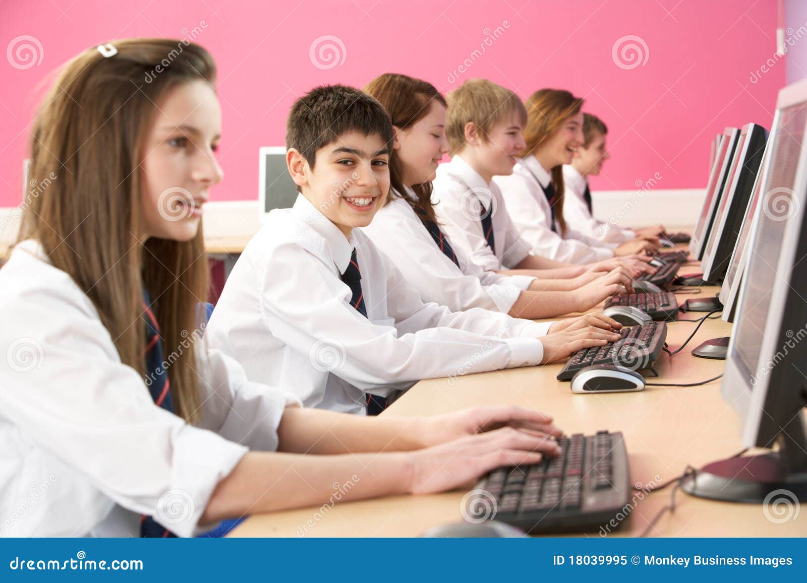 Teenage Students in it Class Using Computers Stock Image - Image of ...