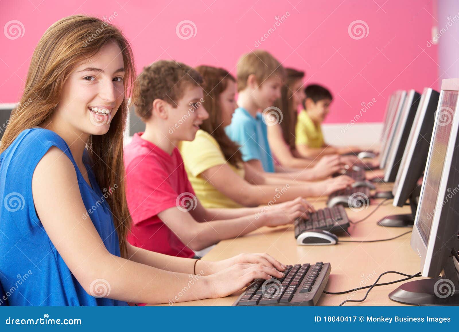 Teenage Students in it Class Using Computers Stock Image - Image of ...