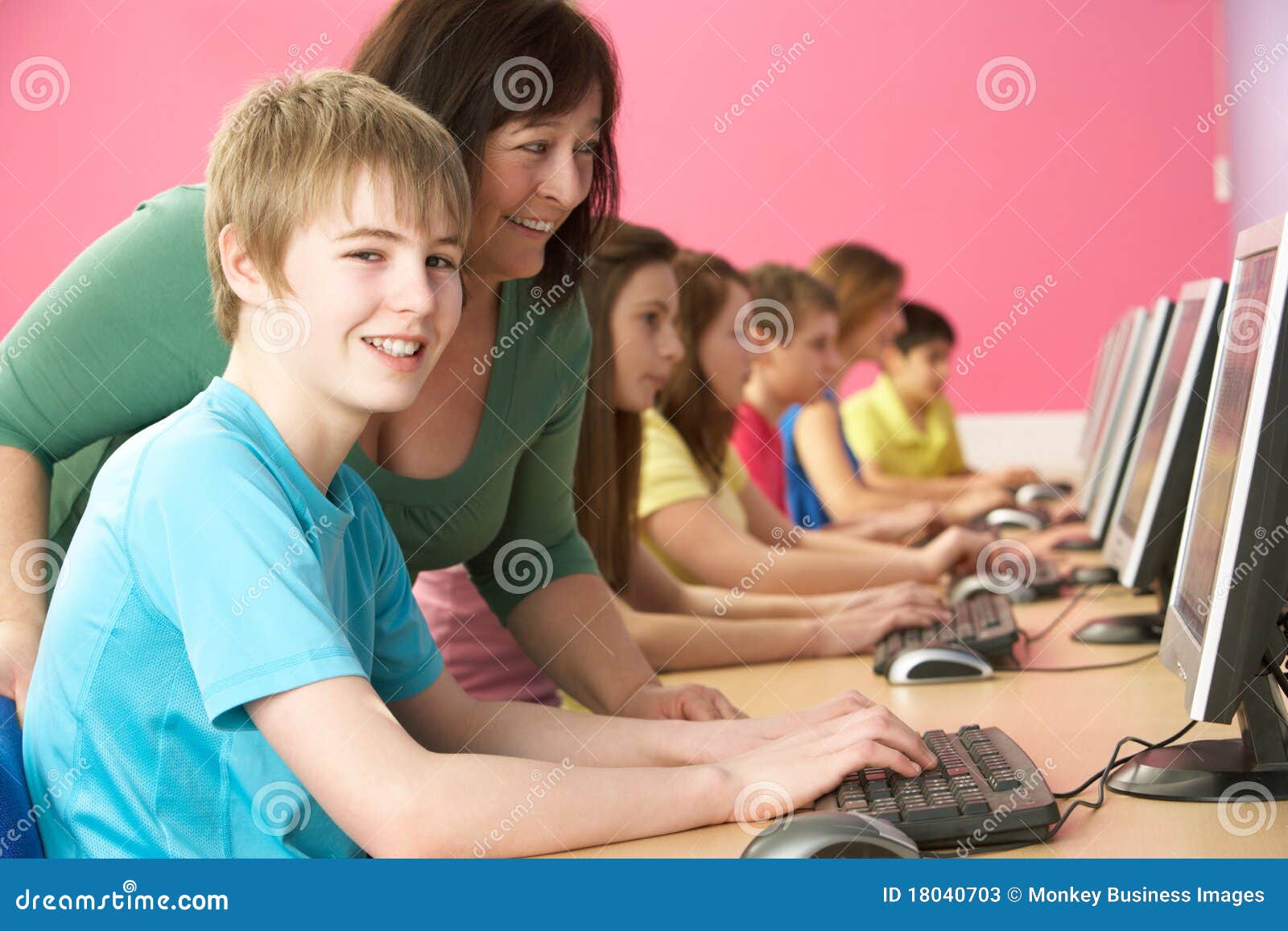 Teenage Students in it Class Using Computers Stock Image - Image of ...