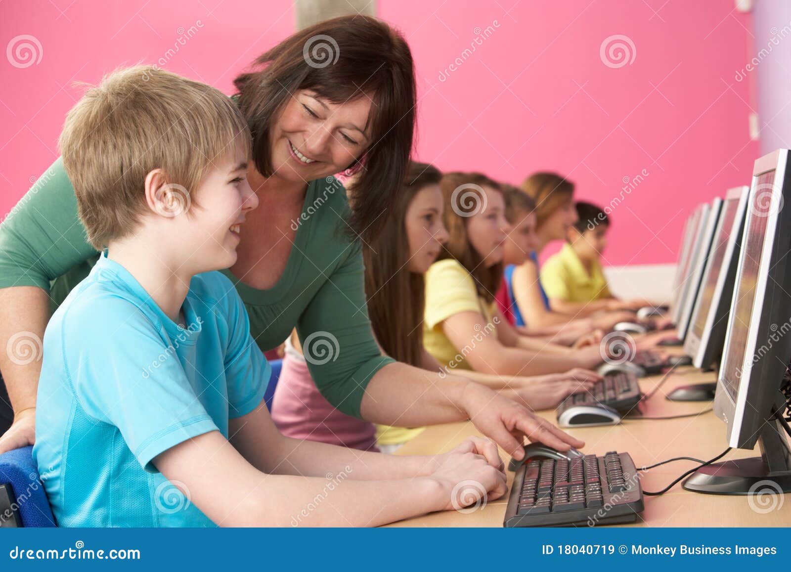 Teenage Students in it Class Using Computers Stock Image - Image of ...