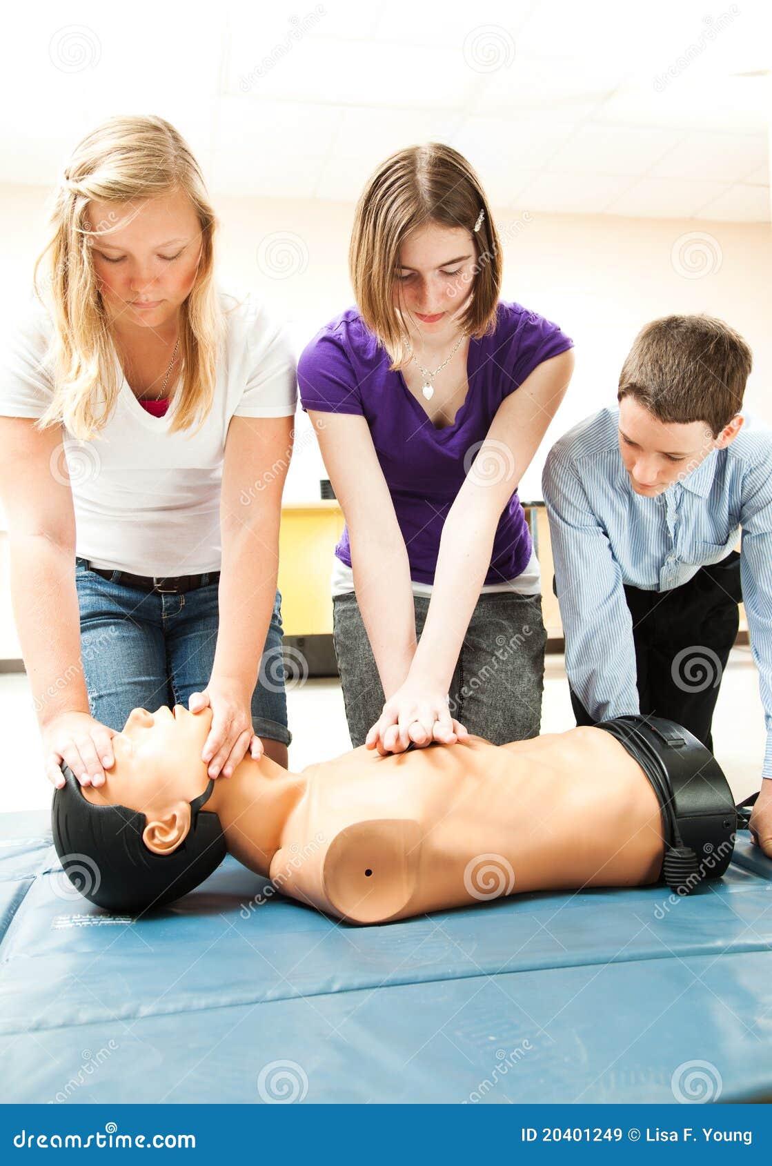 Teenage Students Practicing CPR Stock Image - Image of girl, procedure ...