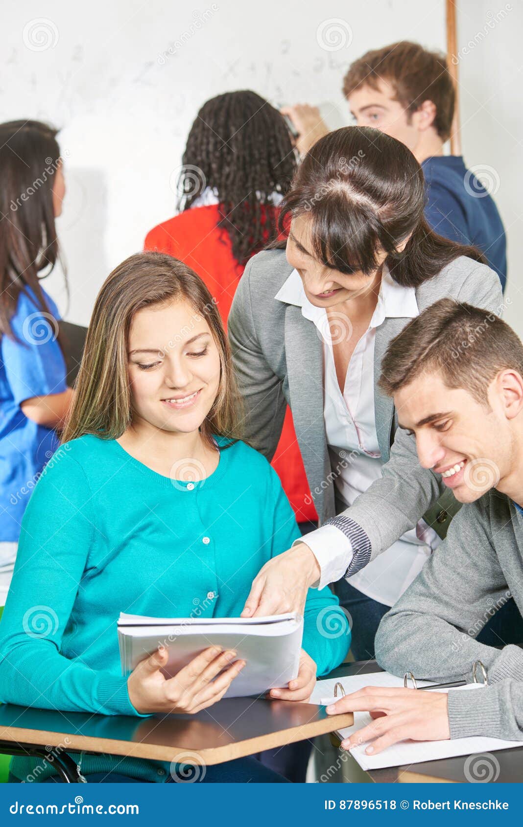 Teenage Students Study in School Stock Photo - Image of college ...