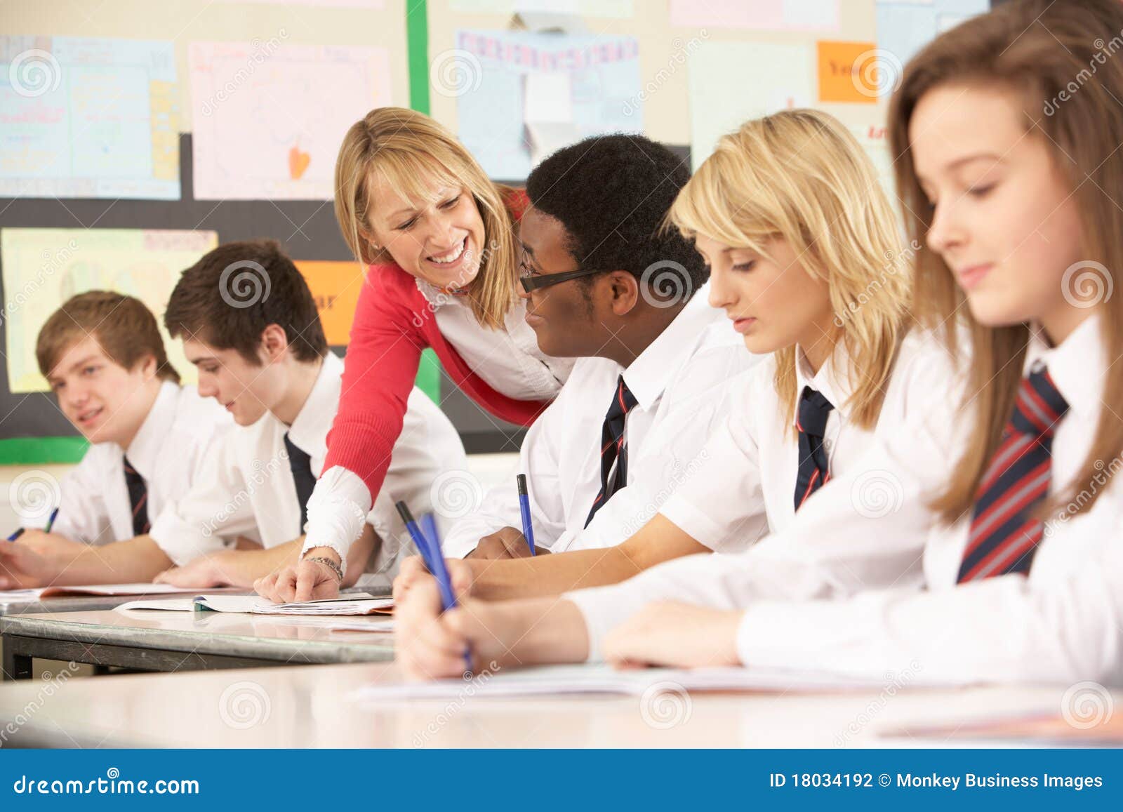 Teenage Students Studying in Classroom Stock Photo - Image of children ...