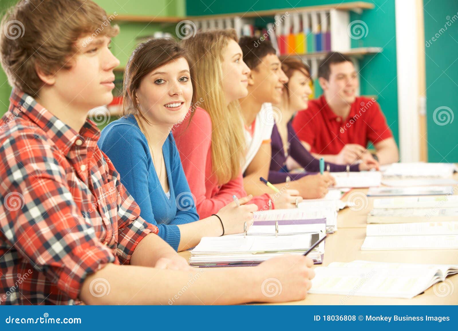 Teenage Students Studying in Classroom Stock Photo - Image of casual ...