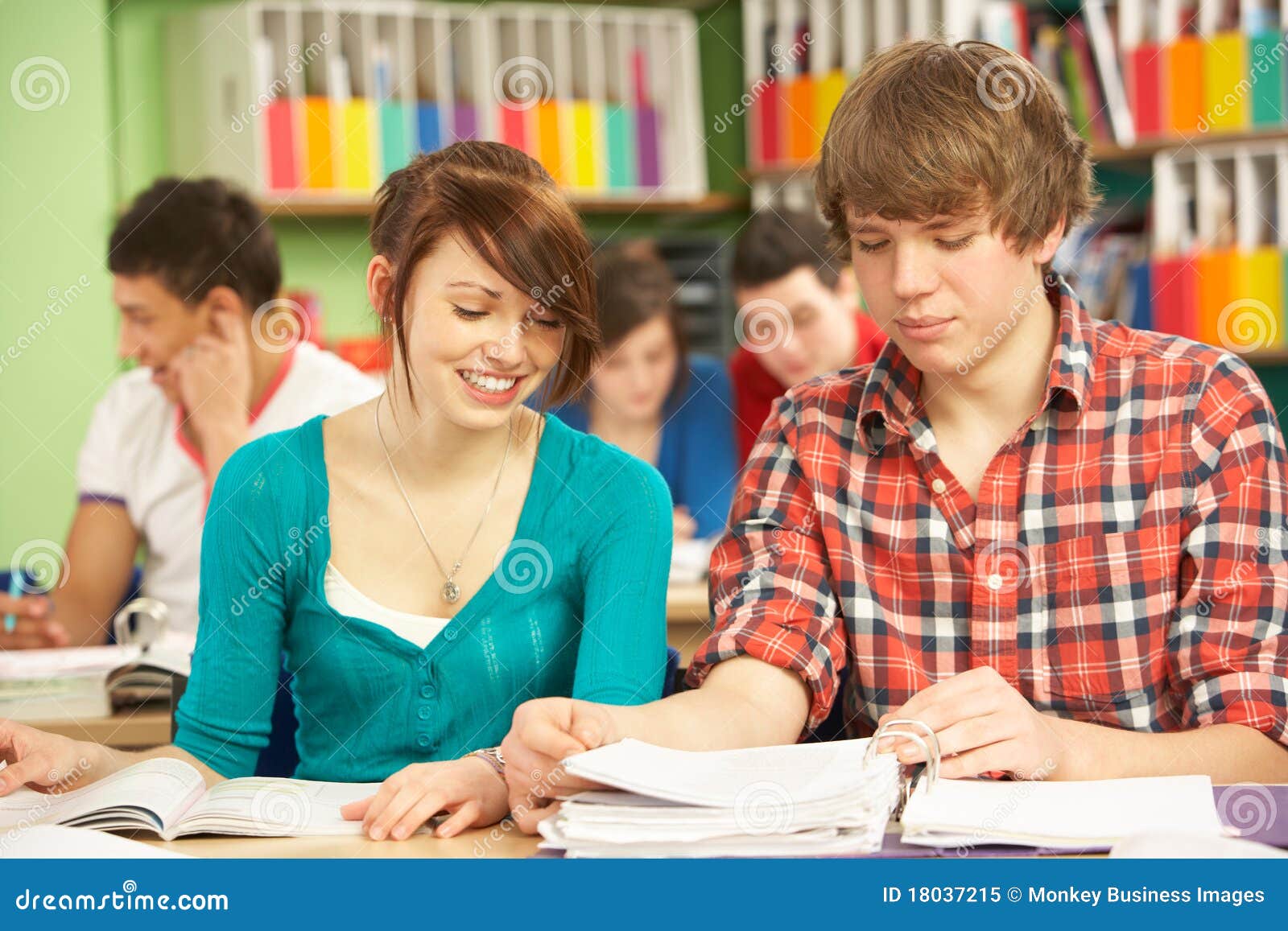 Teenage Students Studying in Classroom Stock Image - Image of ...
