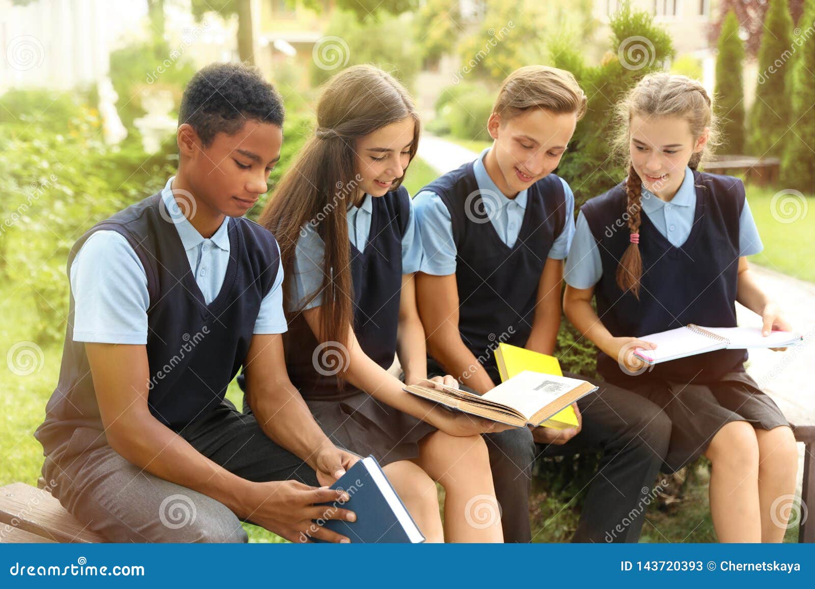Teenage Students in Stylish School Uniform Stock Image - Image of ...