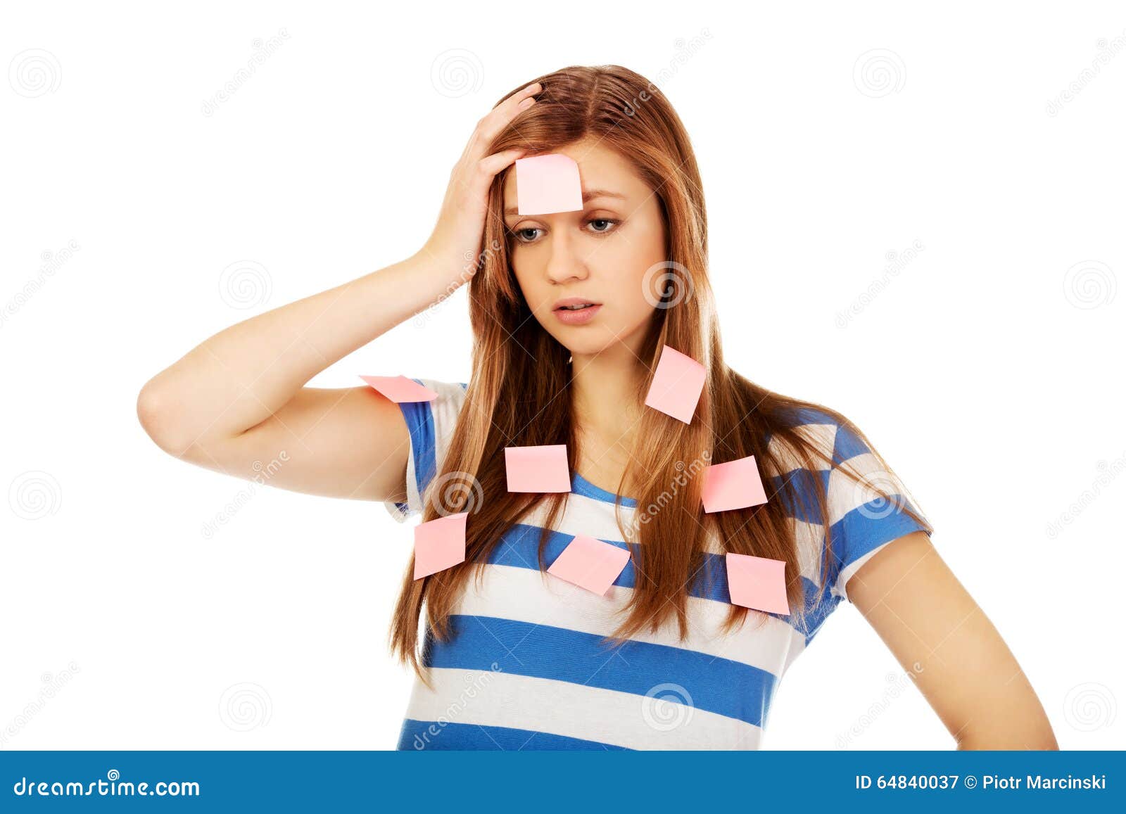 Teenage Woman Covered with Post it Notes Stock Image - Image of busy ...