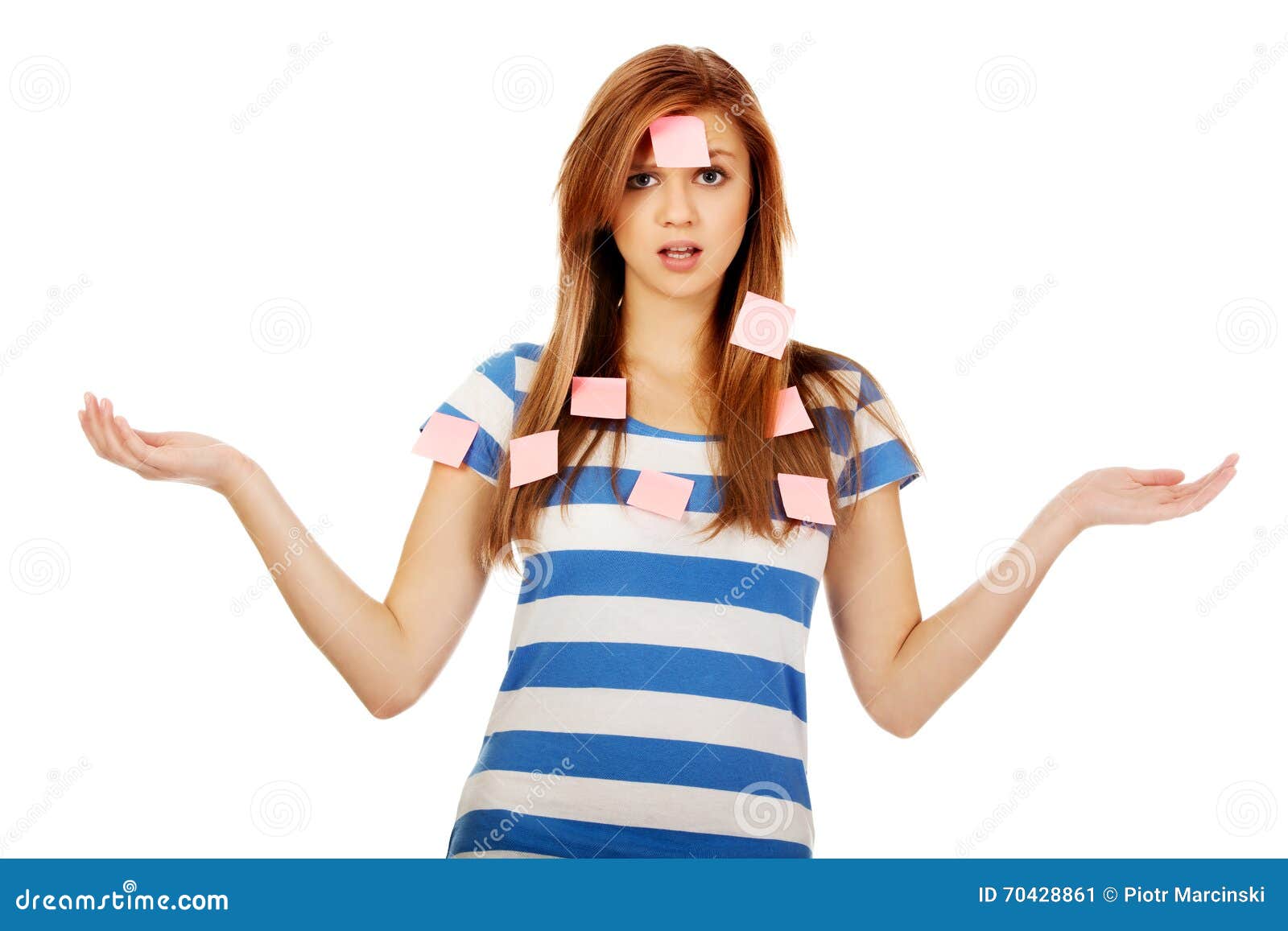 Teenage Woman Covered with Post it Notes Stock Image - Image of memo ...