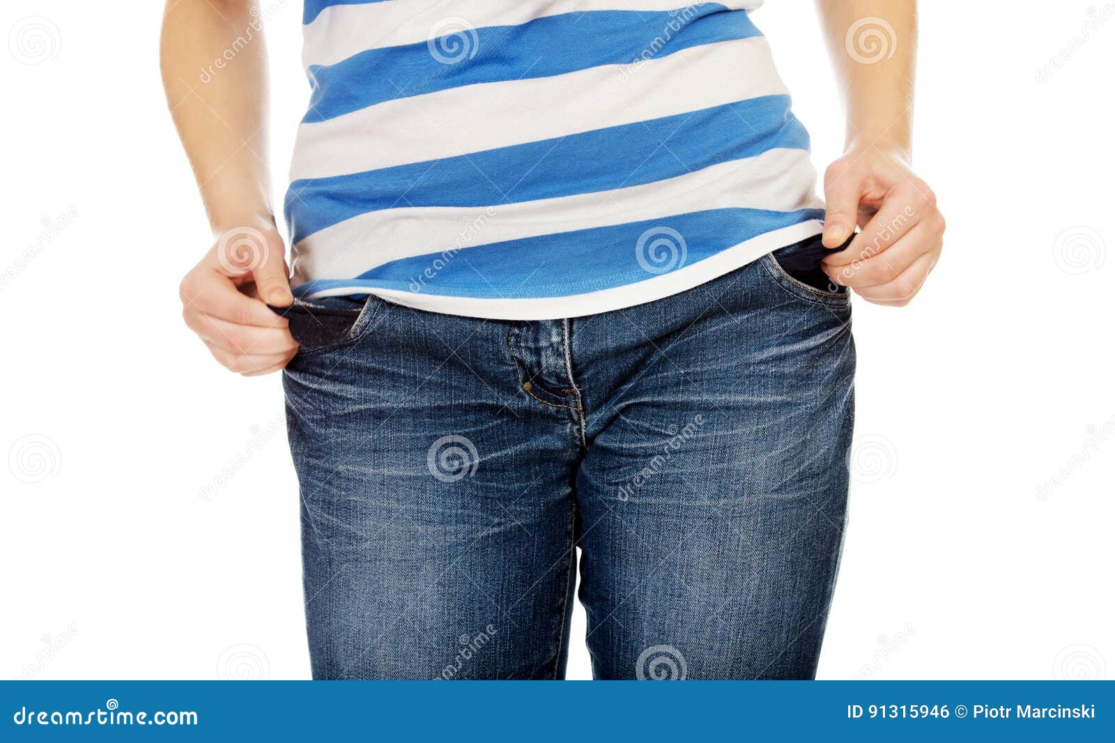 Teenage Woman Taking Out Empty Pockets Stock Photo - Image of hold ...
