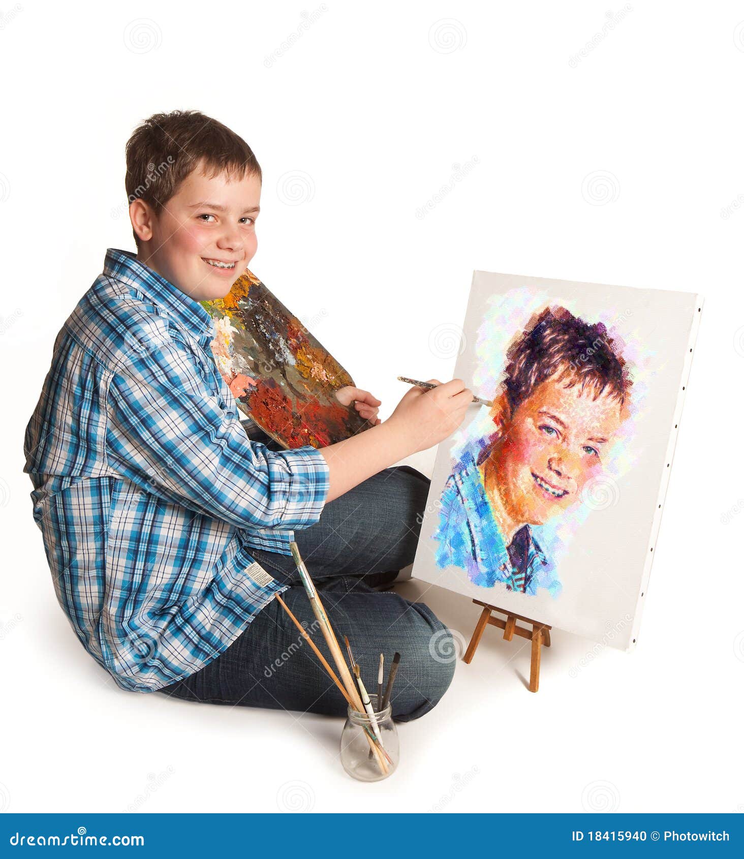Teenager artist stock photo. Image of artistic, drawing - 18415940