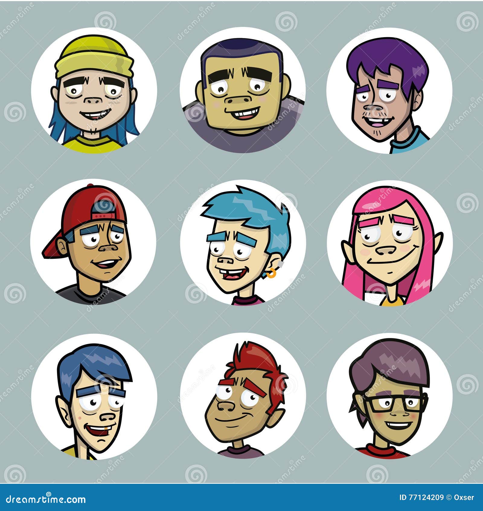 Teenager Avatars stock vector. Illustration of adult - 77124209