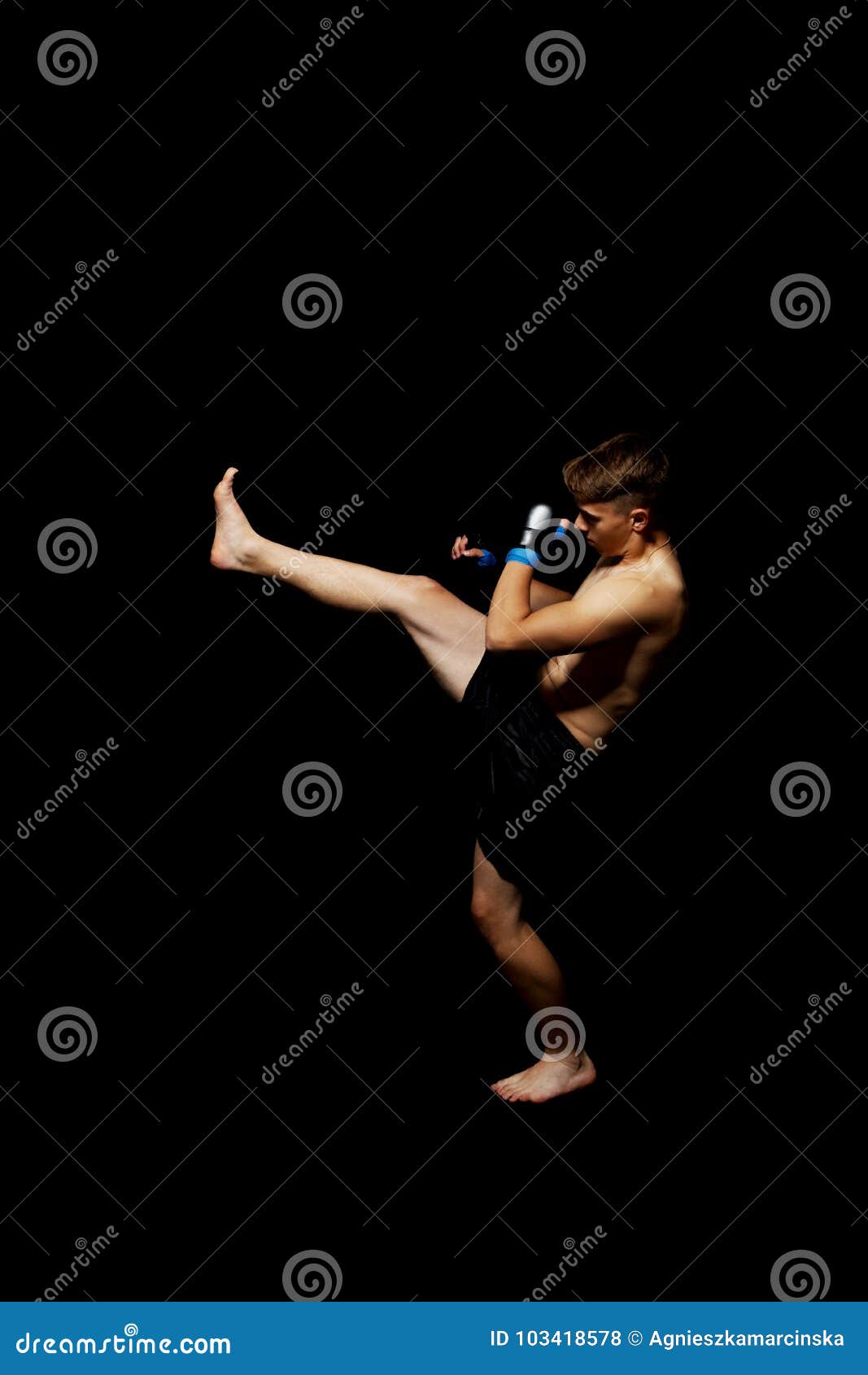 Teenager boxing in studio. stock photo. Image of combative - 103418578
