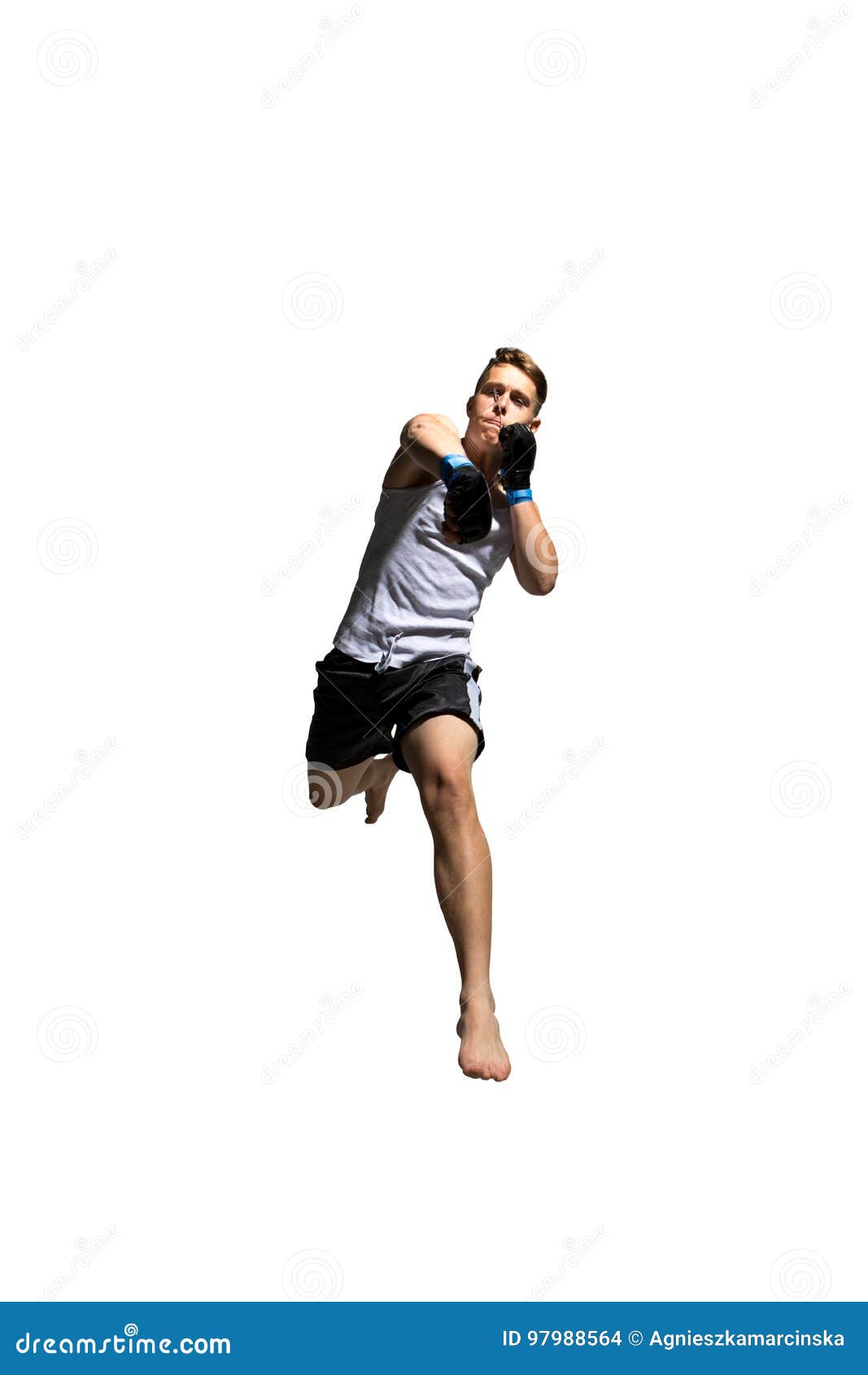 Teenager boxing in studio. stock photo. Image of boxing - 97988564
