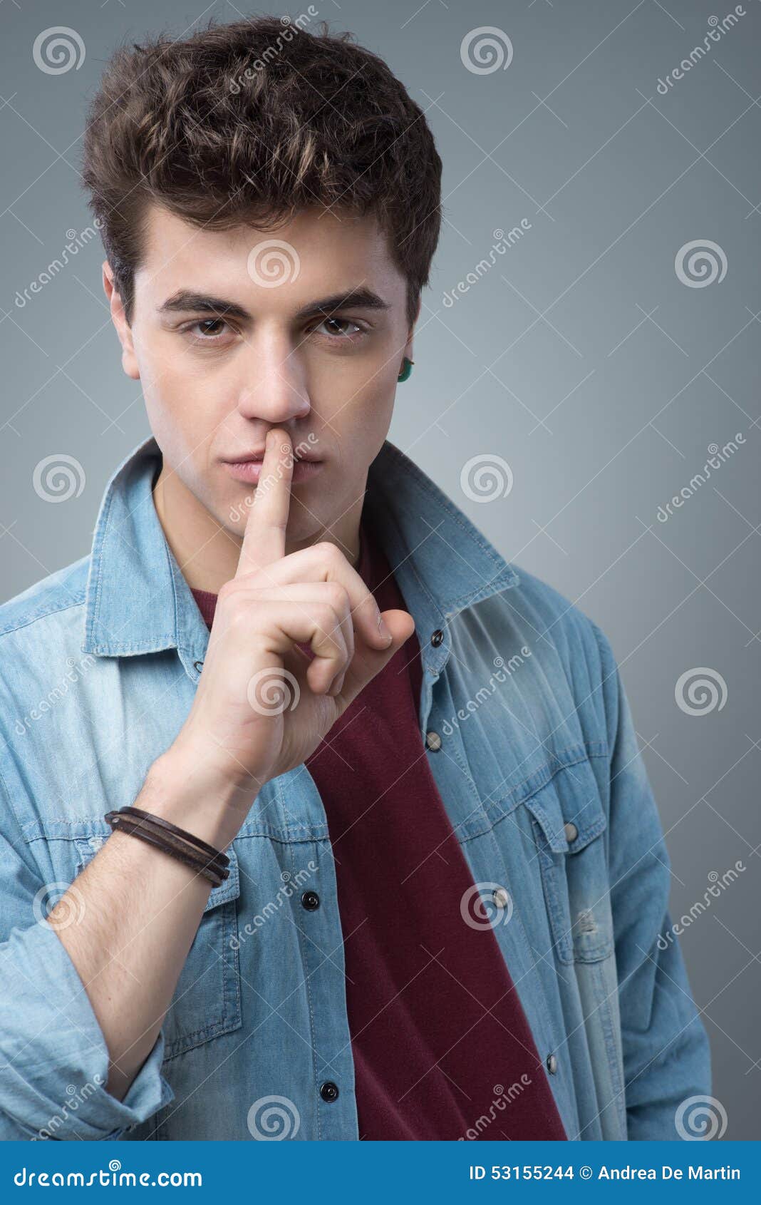Teenager Boy Making Silence Gesture Stock Photo - Image of flirting ...