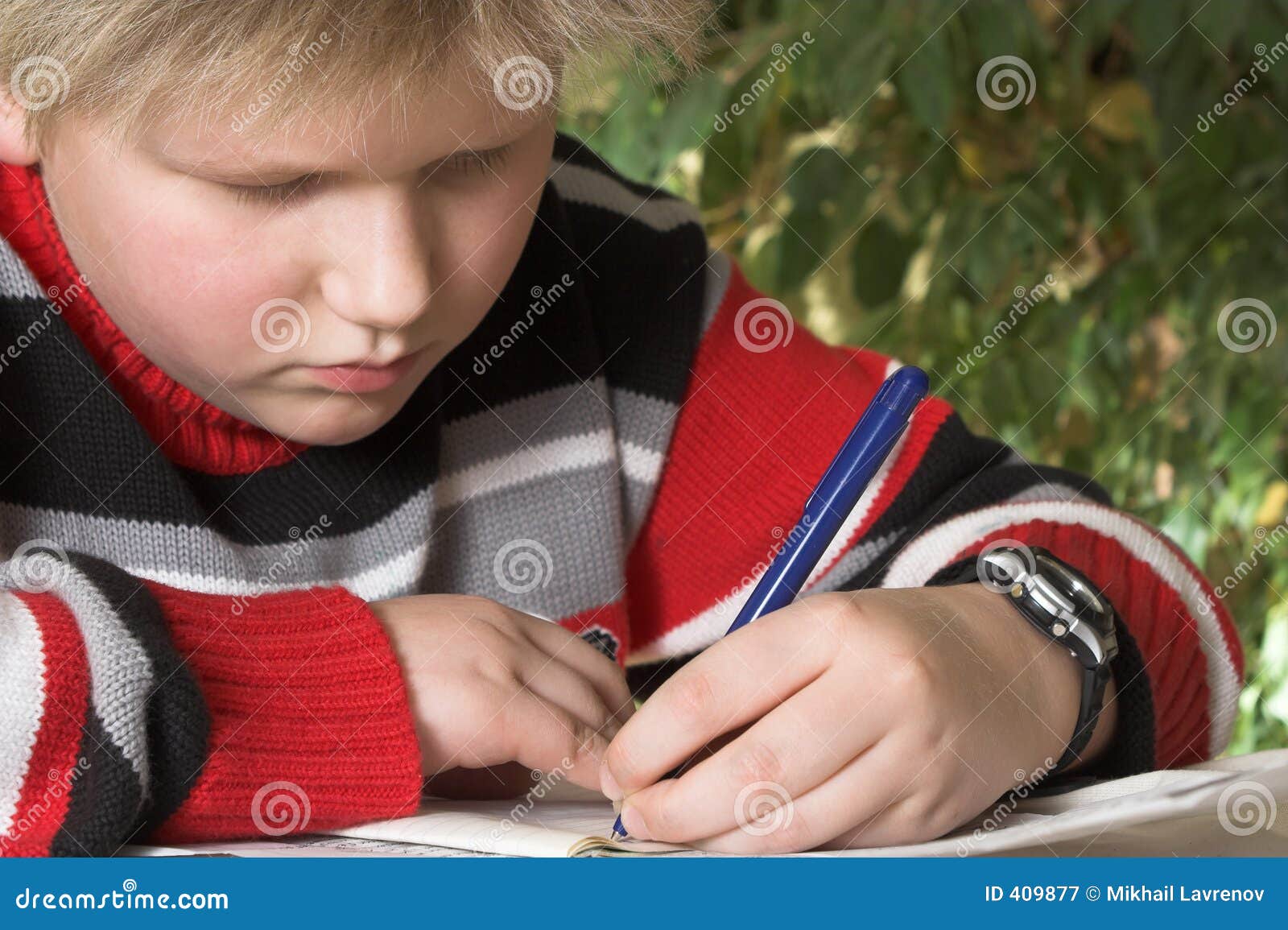Teenager Boy Writing His Exercise Stock Image - Image of lesson, math ...